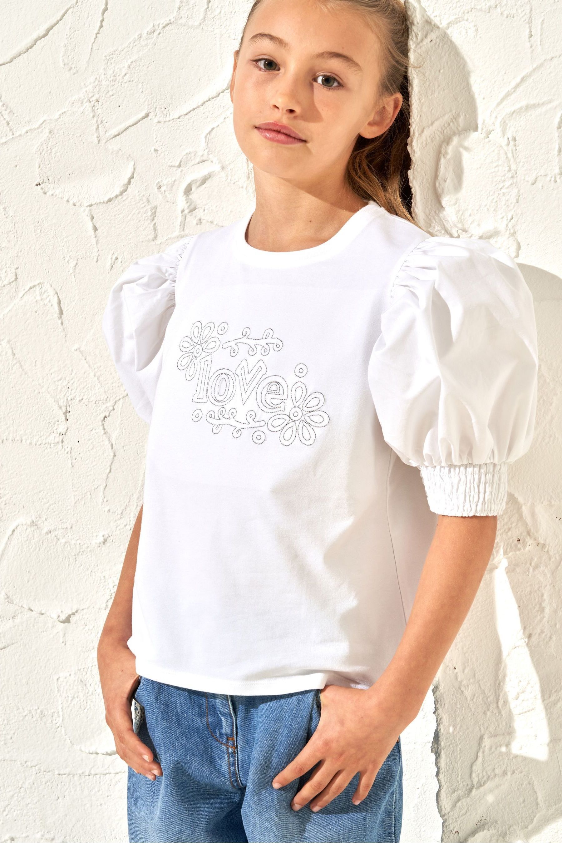 Buy Angel & Rocket White Embellished Love Alessia T-Shirt from the Next ...