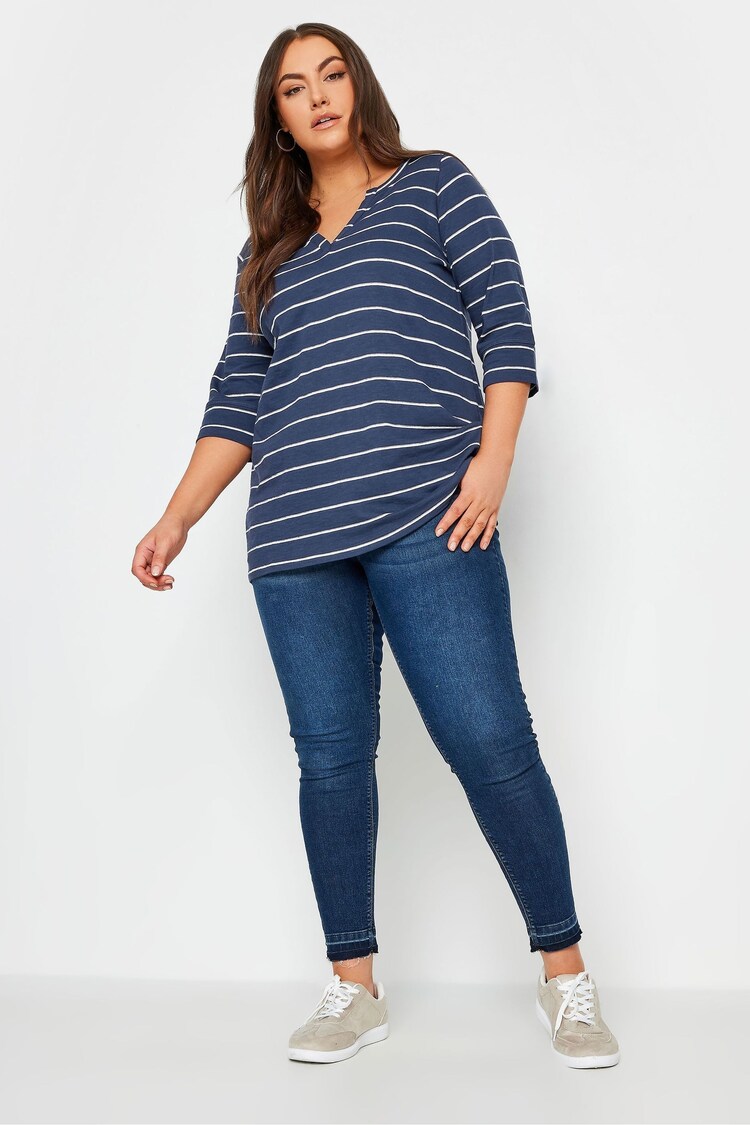 Buy Yours Curve Blue 100% Cotton Stripe Top from the Next UK online shop