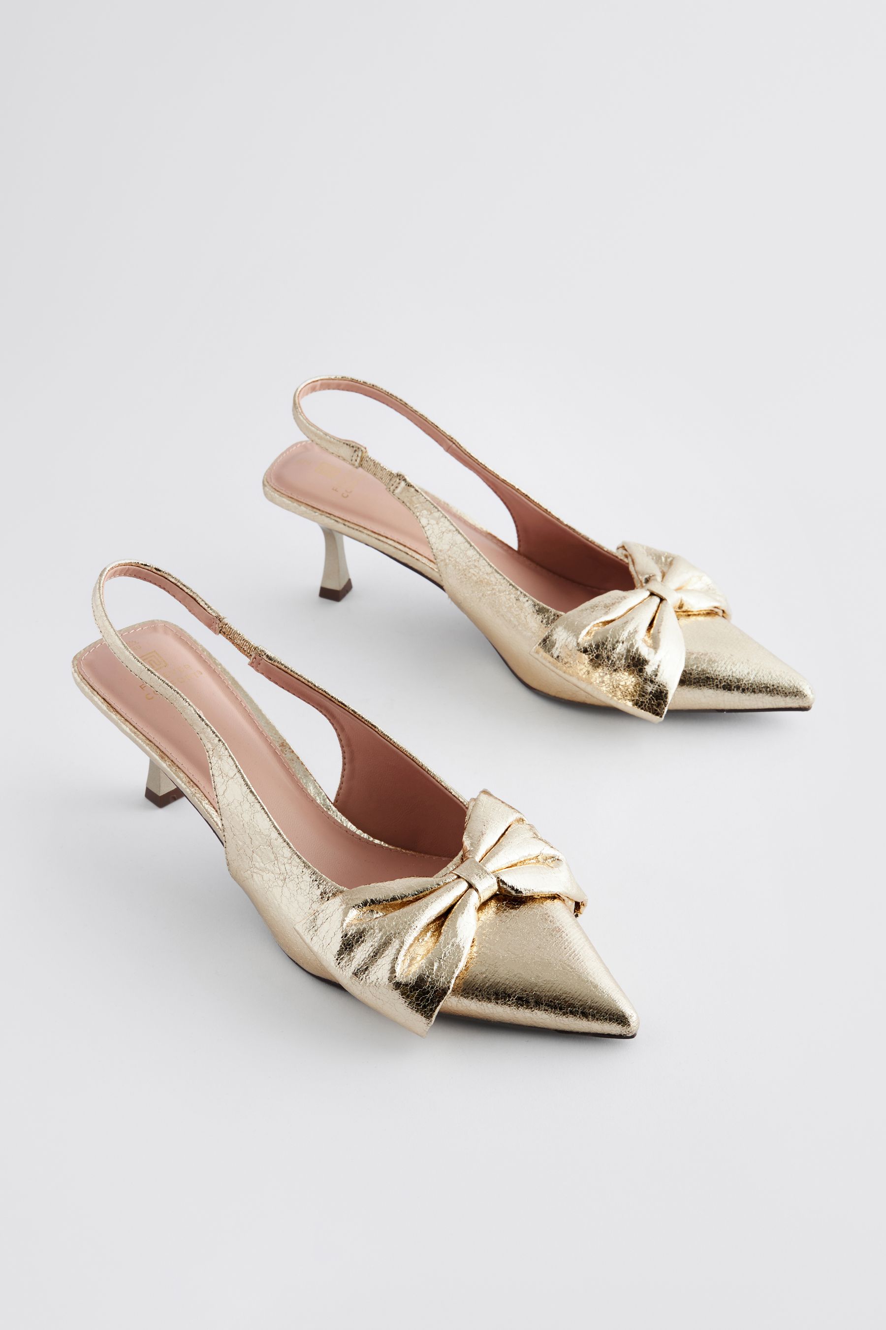 Buy Gold Standard/Wide Fit Forever Comfort® Bow Slingback Kitten Heels ...