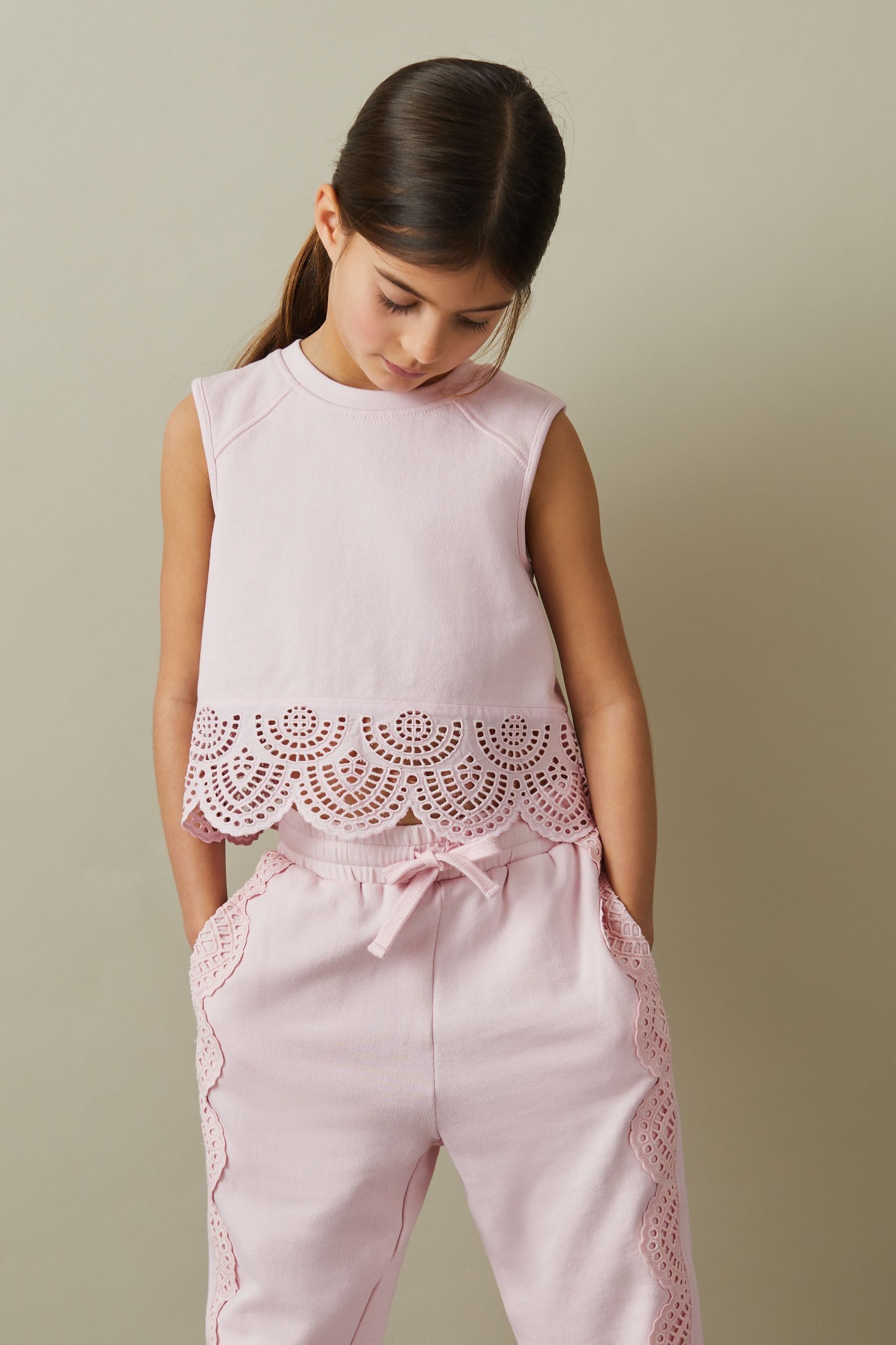 Buy Reiss Pink Sophie 9-13 yrs Cotton Broderie Top Co-Ord from the Next ...