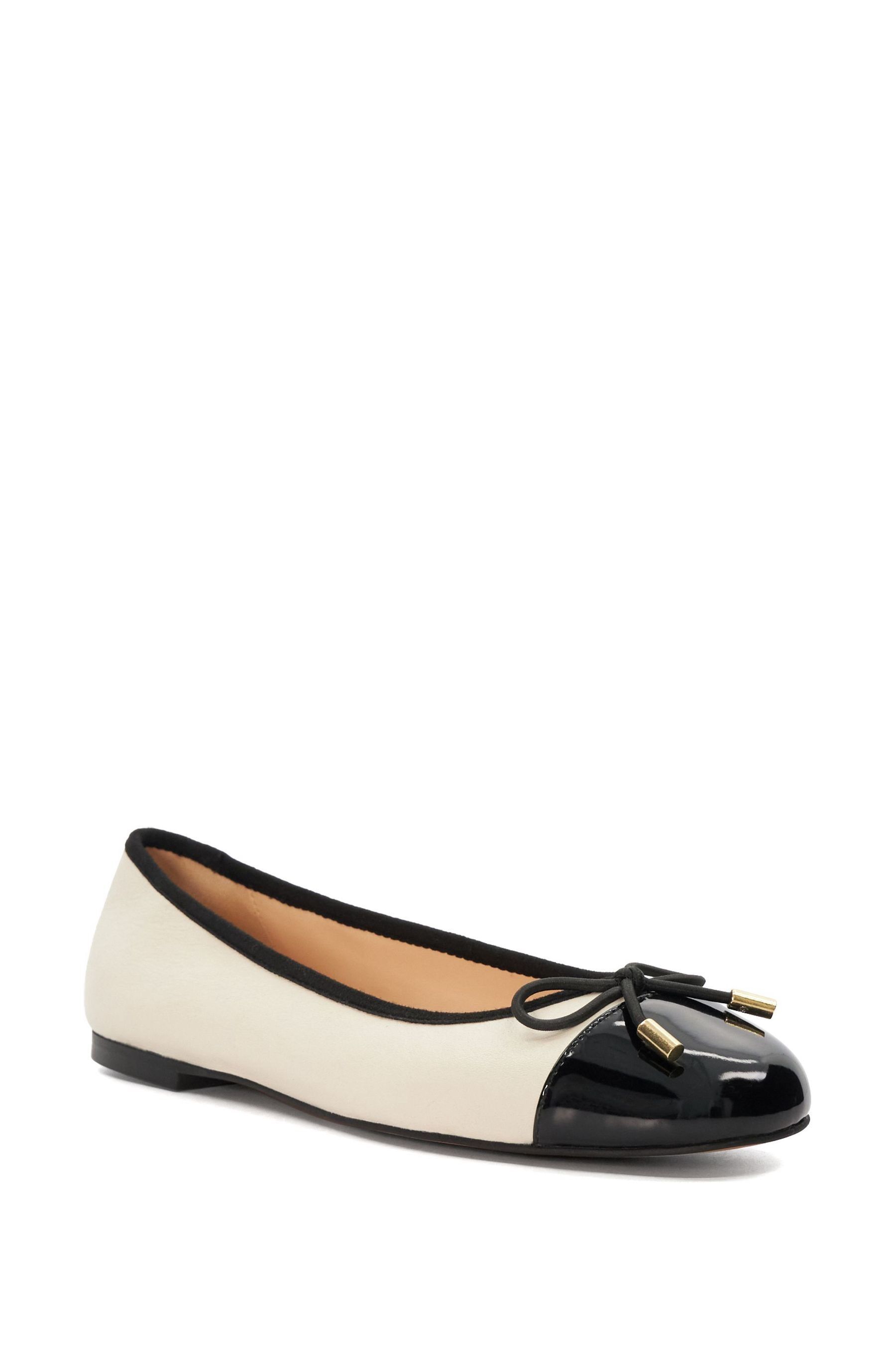 Buy Dune London Cream Highest Flexible Sole Contrast Ballerina Flats ...
