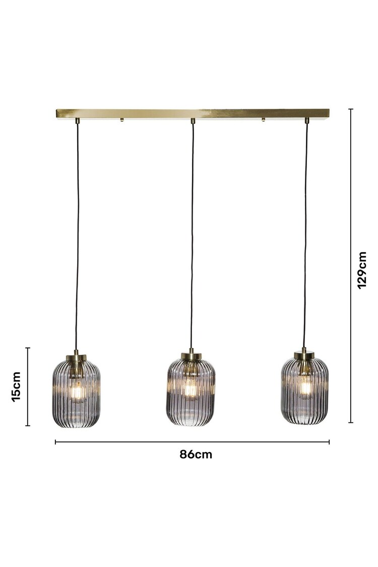 Buy BHS Satin Brass Lyna Smoke Glass 3 Light Linear Pendant Bar Ceiling ...