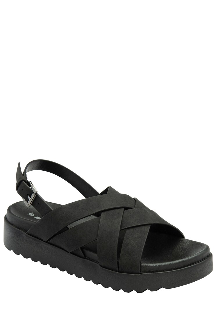 Buy Dunlop Black Ladies Cross-Over Flatform Sandals from the Next UK ...