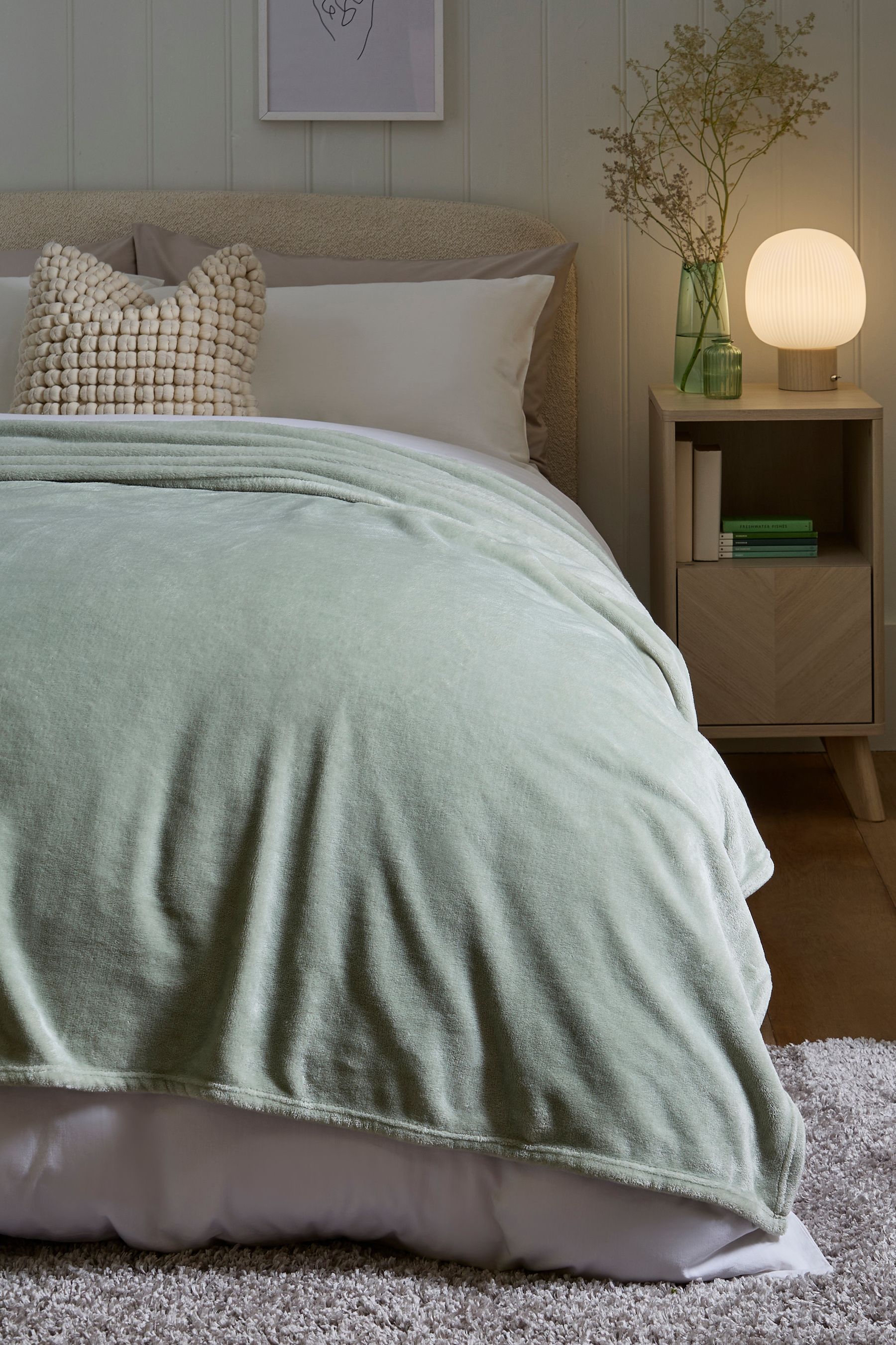 Buy Sage Green Plush Fleece Throw from the Next UK online shop