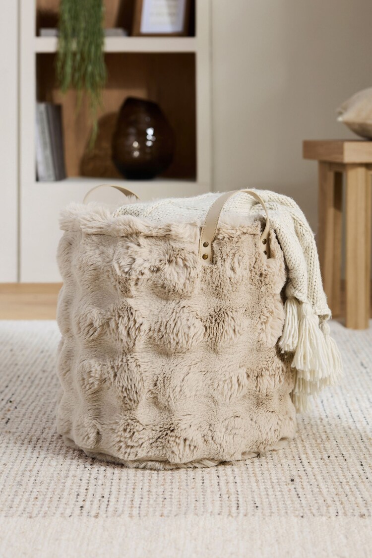 Buy Beige Faux Fur Storage Basket from the Next UK online shop