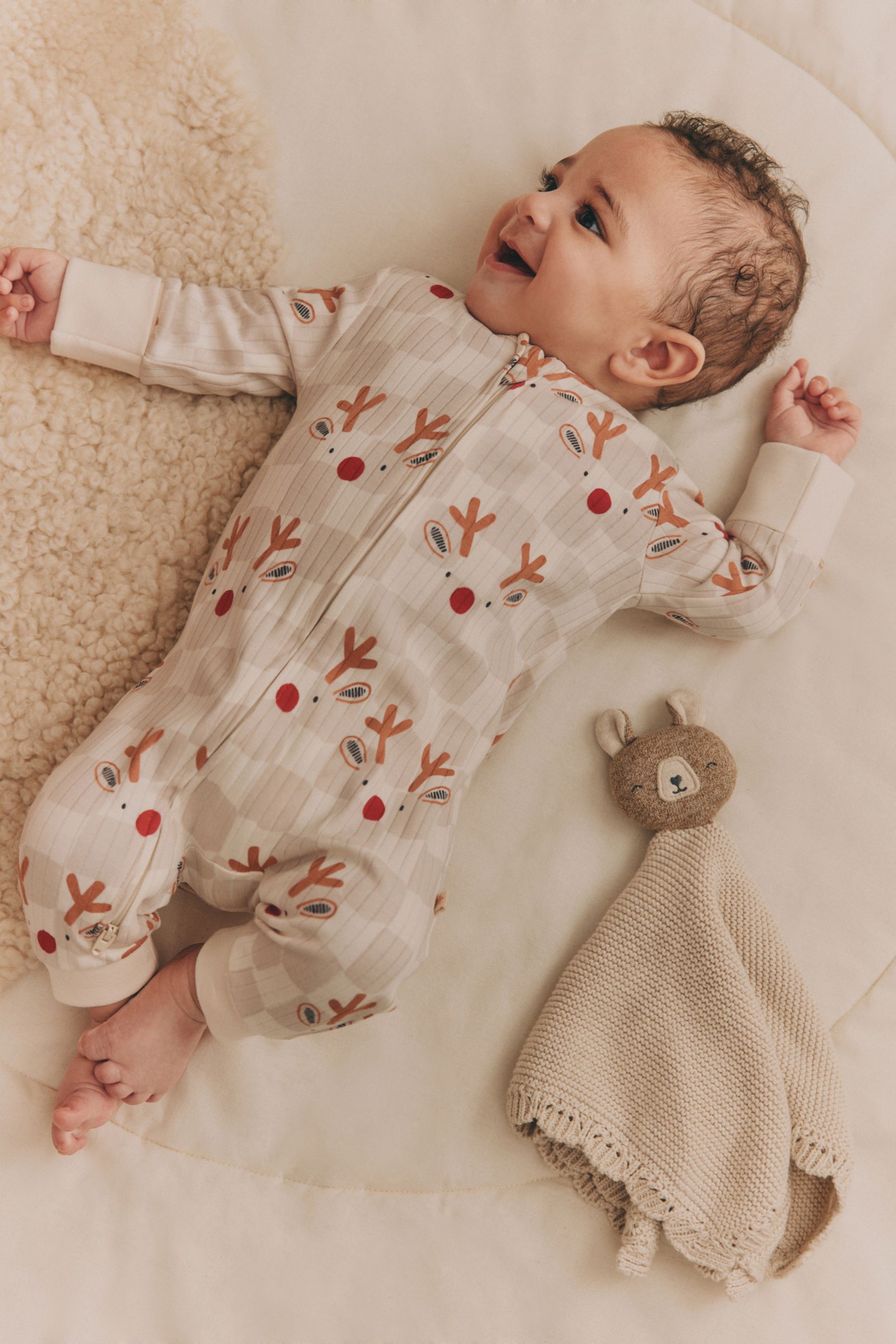Buy Neutral Baby Reindeer Christmas Cotton Sleepsuit 0mths 3yrs from Next Hong Kong
