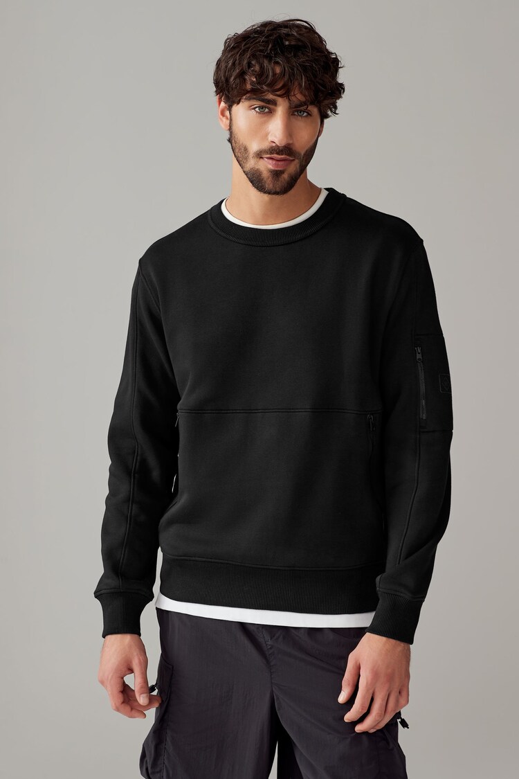 Buy Black Crew Sweatshirt Utility Sweat Top from the Next UK online shop