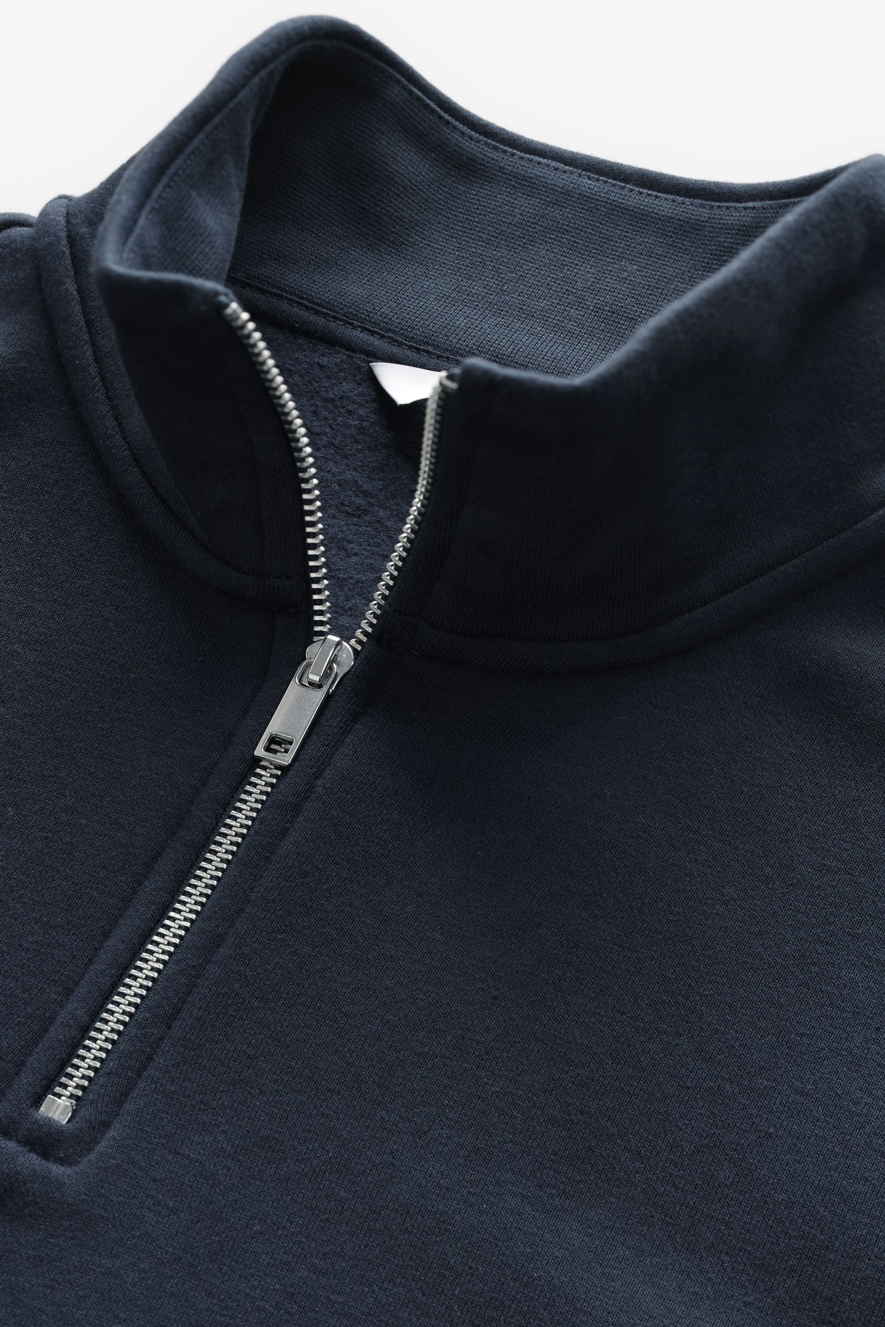 Buy Navy Blue Zip Neck Jersey Cotton Rich Zip Neck Sweatshirt from the ...