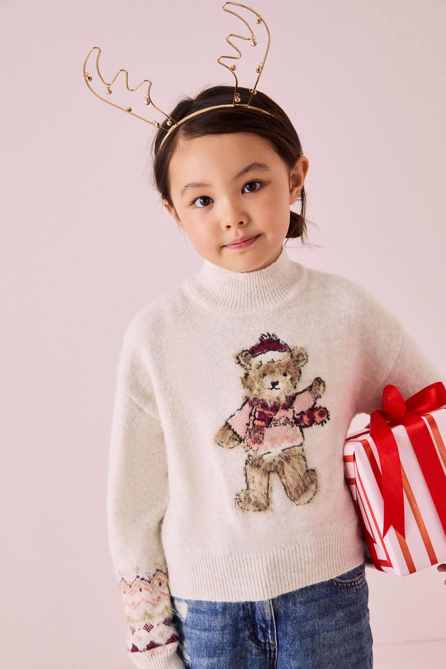 Buy Ecru Christmas Bear Jumper (3-16yrs) from the Next UK online shop