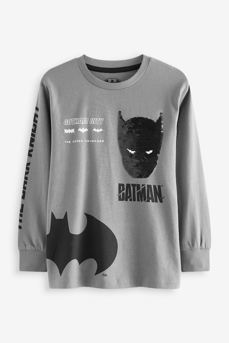 Buy Charcoal Grey Batman Licensed Flippy Sequin Long Sleeve 100% Cotton ...