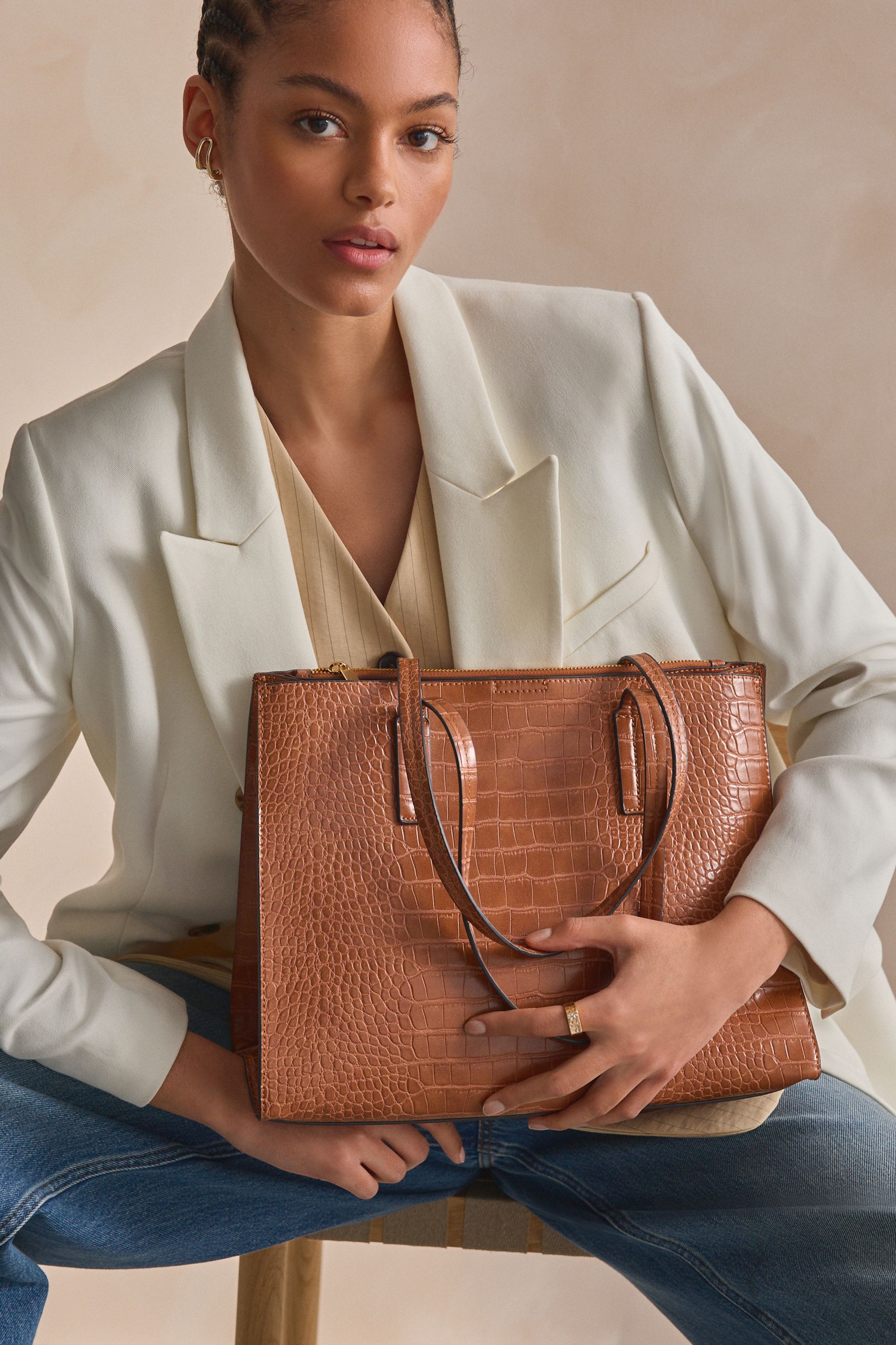 Buy Tan Brown Formal Open Tote Bag from the Next UK online shop