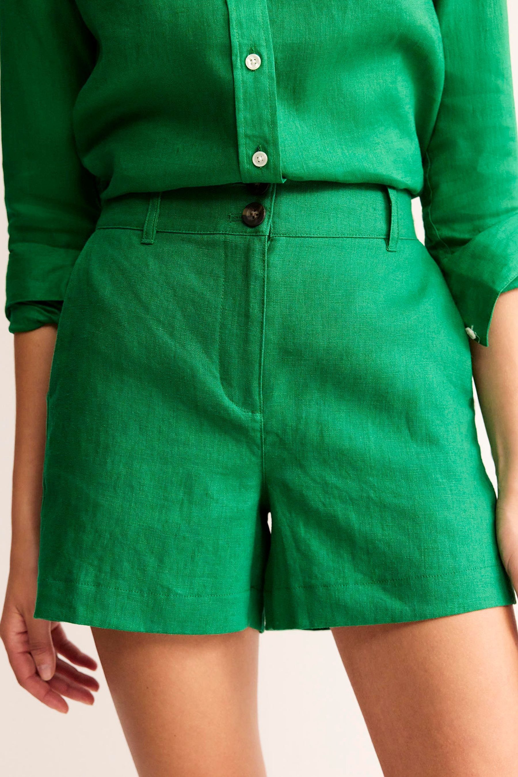 Buy Boden Green Westbourne 100% Linen Shorts from the Next UK online shop