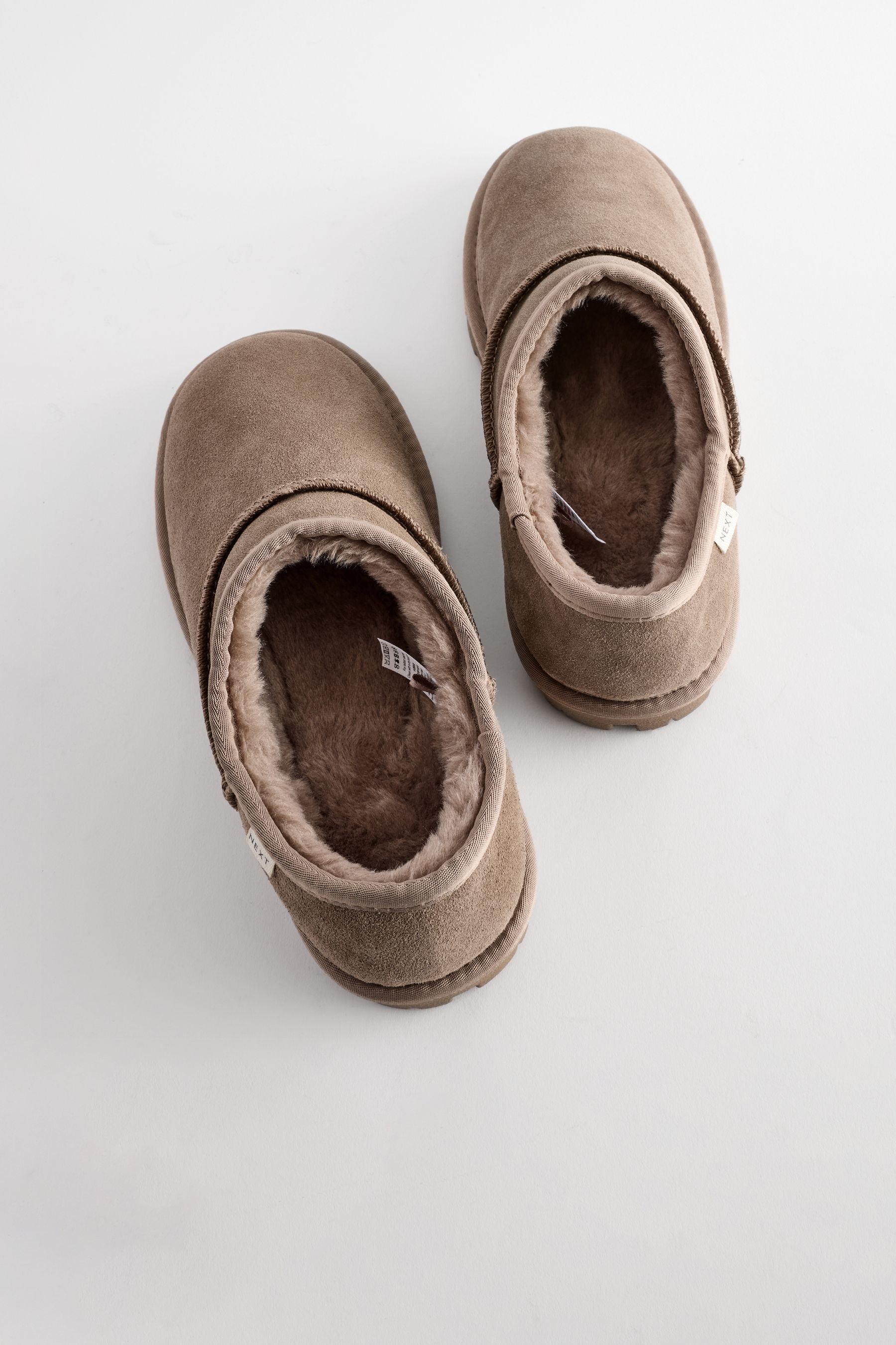 Buy Mink Brown Faux Fur Lined Suede Shoot Slippers from the Next UK ...