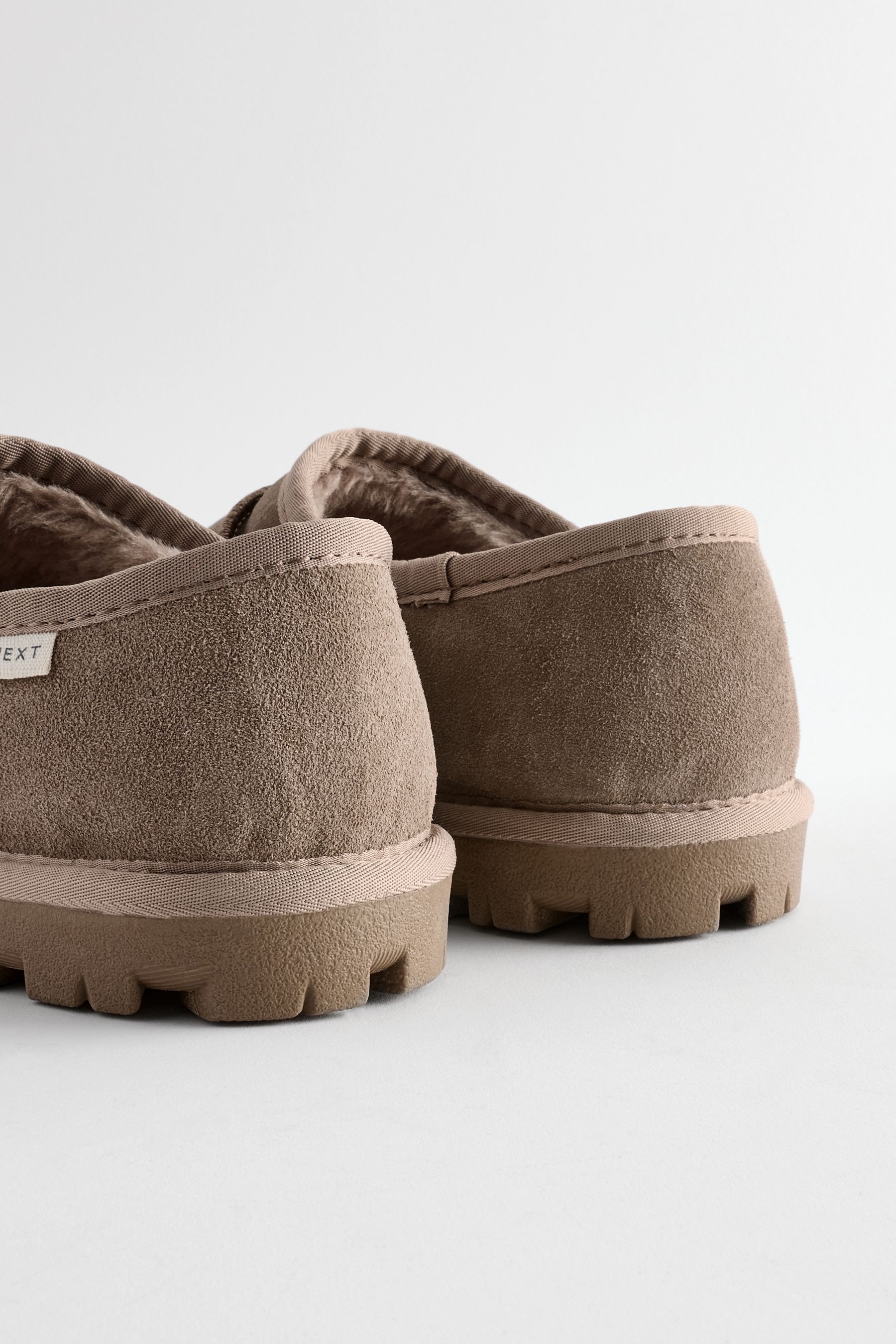Buy Mink Brown Faux Fur Lined Suede Shoot Slippers from the Next UK ...