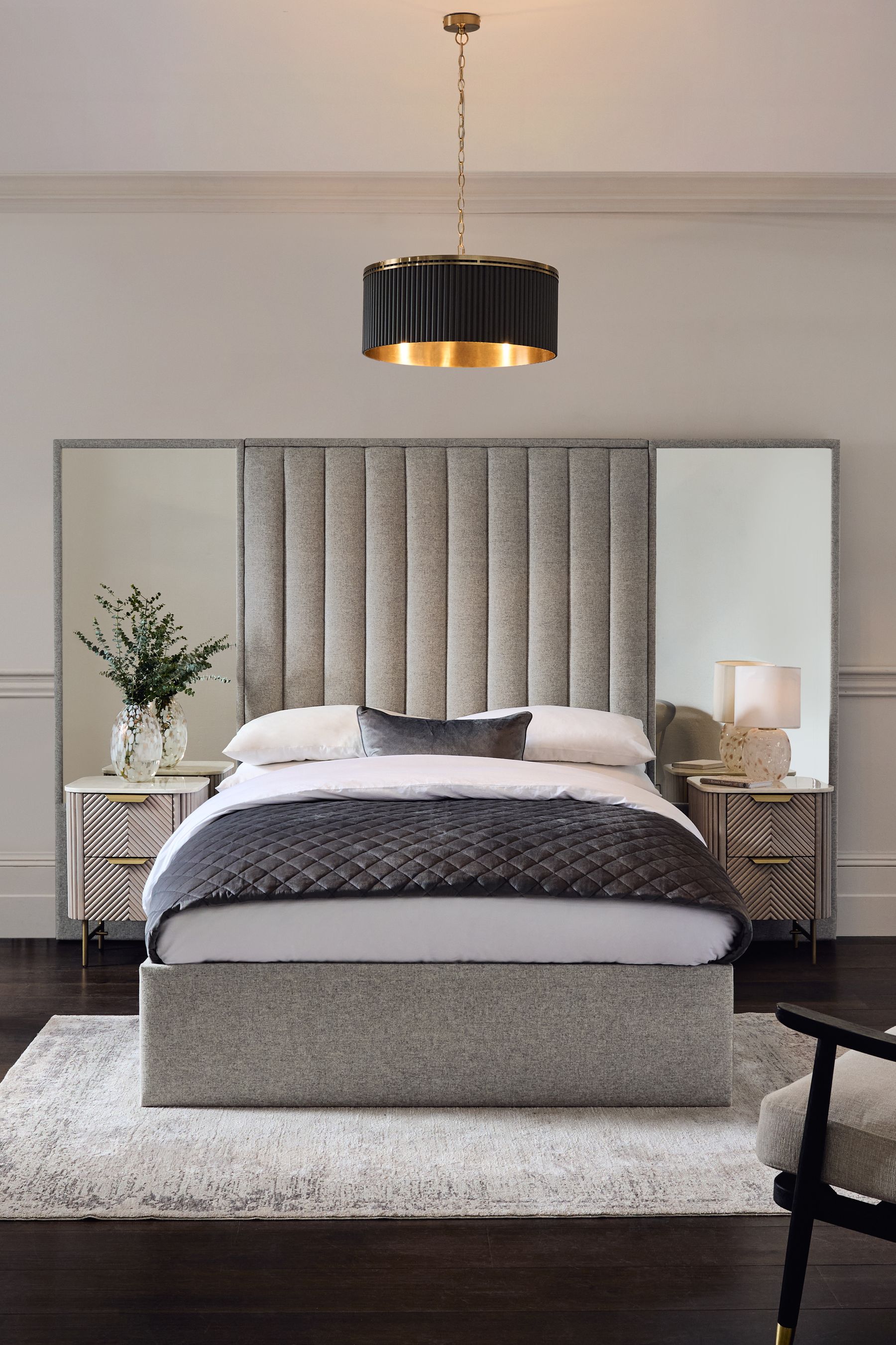 Buy Wool Blend Grey Cerys Upholstered Hotel Bed Frame with Ottoman ...