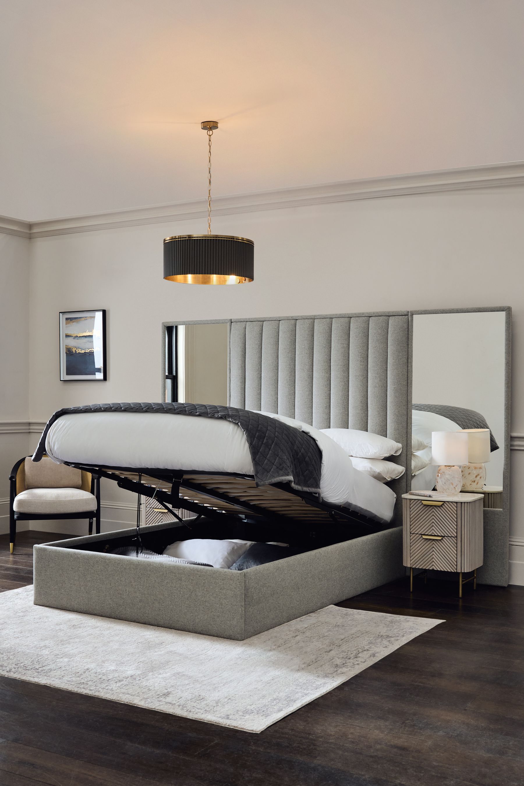 Buy Wool Blend Grey Cerys Upholstered Hotel Bed Frame with Ottoman ...