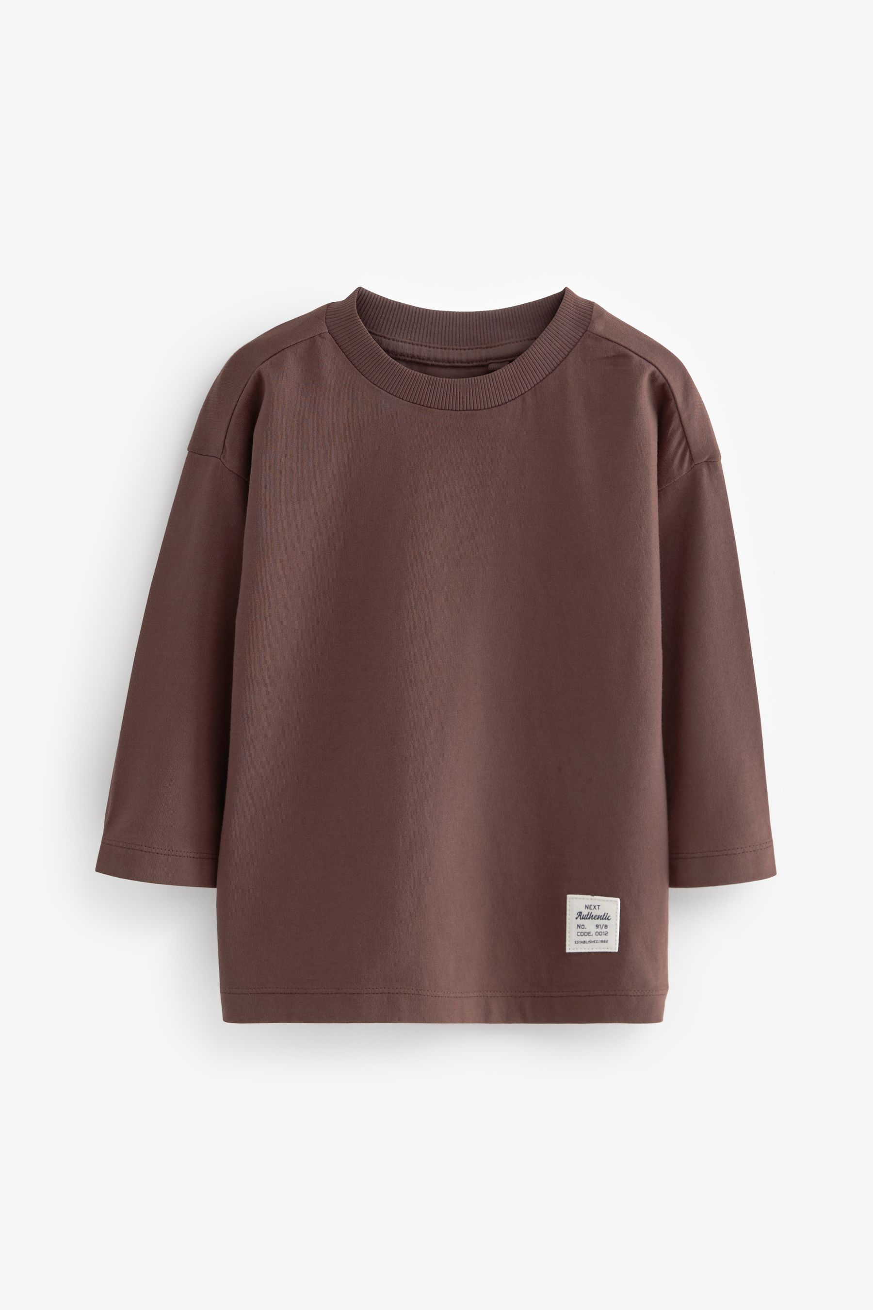 Buy Rust Brown 100% Cotton Plain Long Sleeve T-Shirts 5 Pack (3mths ...