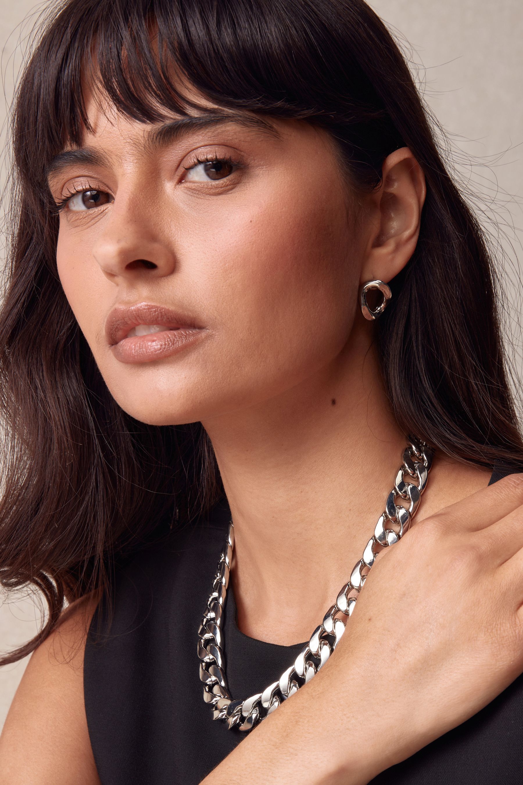 Buy Silver Tone Chain Link Stud Earrings Made With Recycled Zinc from ...