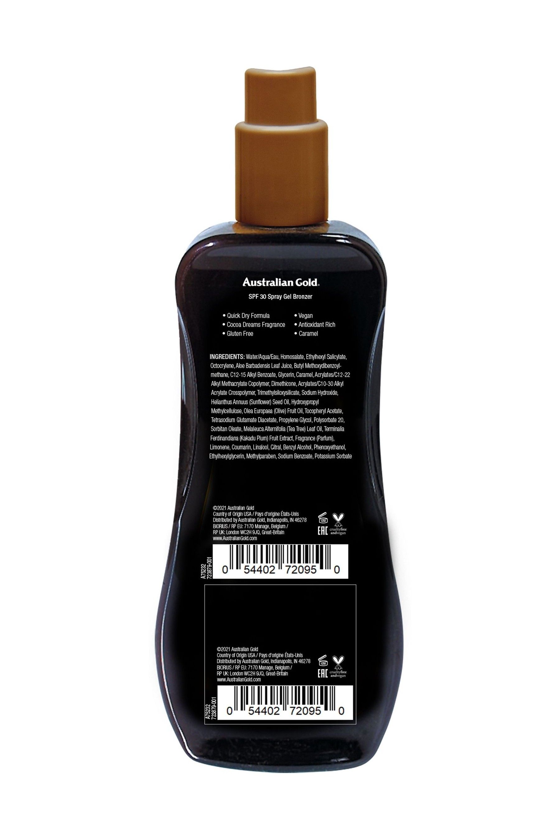 Buy Australian Gold SPF 30 Instant Bronzer Spray Gel Suncream 237ml ...