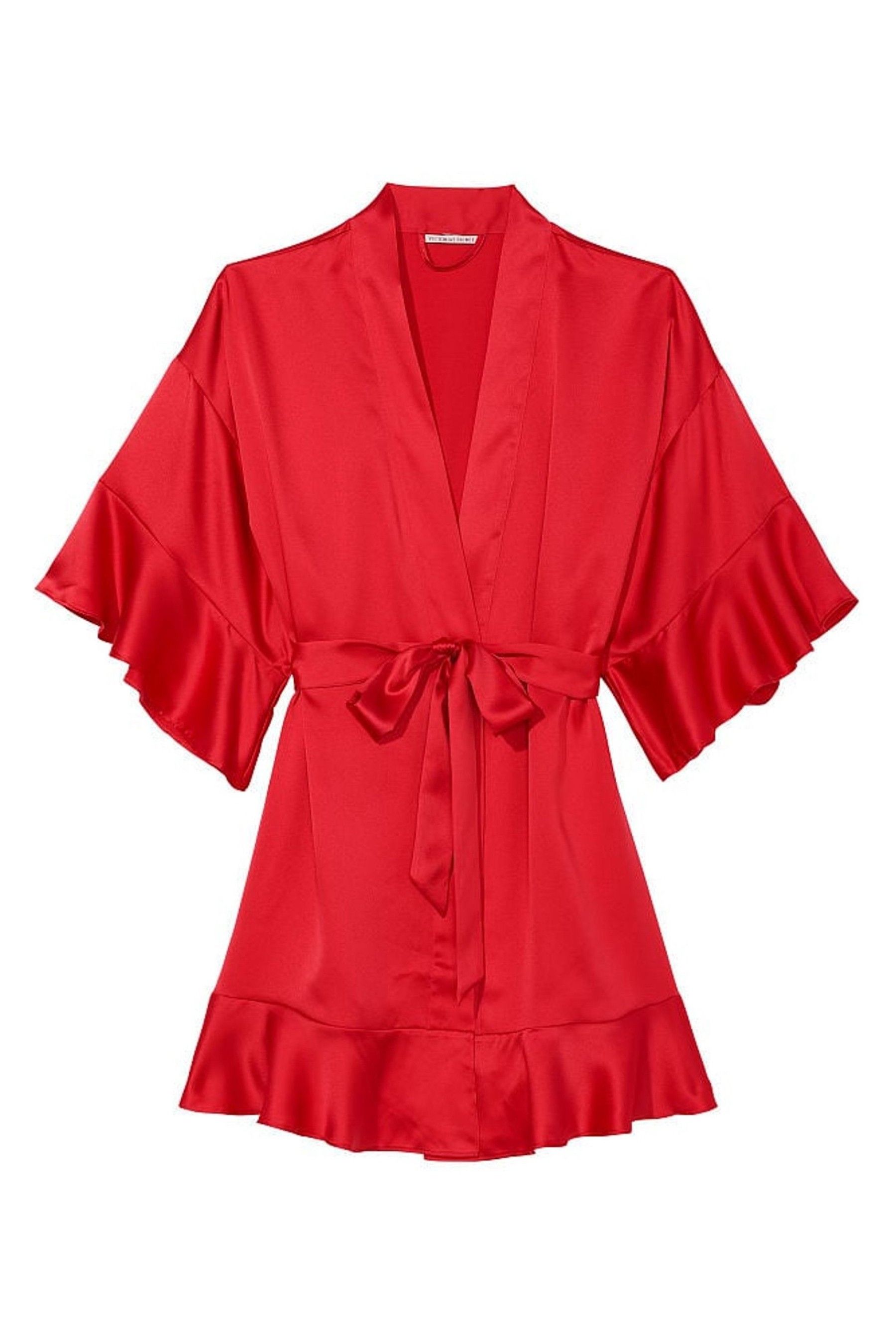 Buy Victoria's Secret Lipstick Red Satin Flounce Satin Robe from the ...