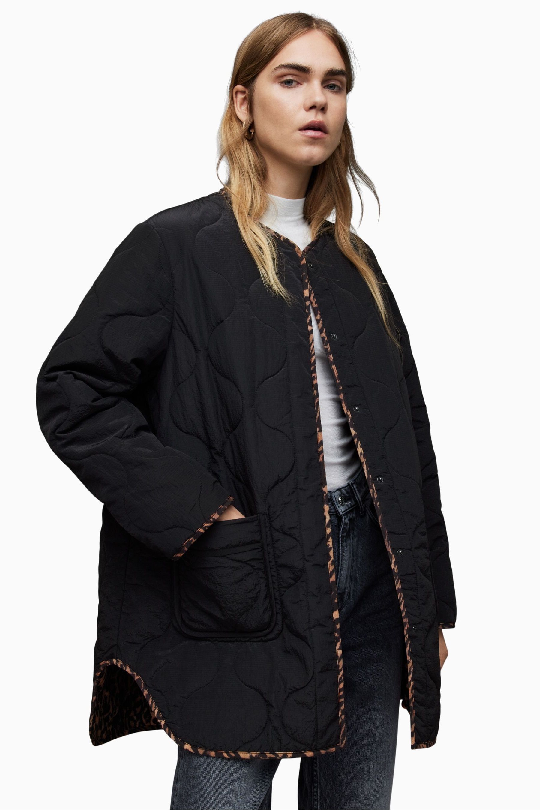 Buy AllSaints Black Phyllis Leppo Liner Jacket from the Next UK online shop