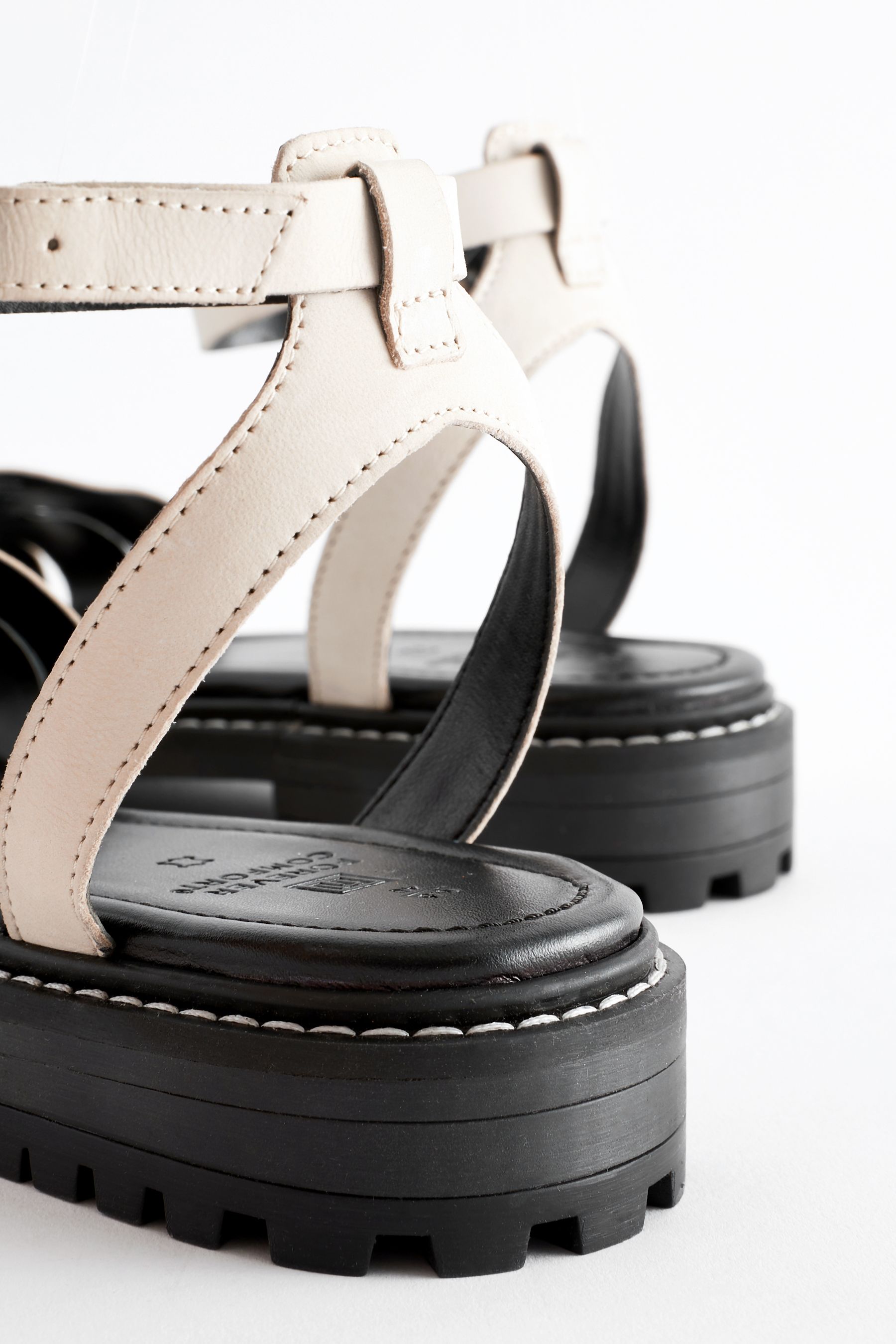 Buy White/Silver Standard/Wide Fit Forever Comfort® Leather Cleated ...