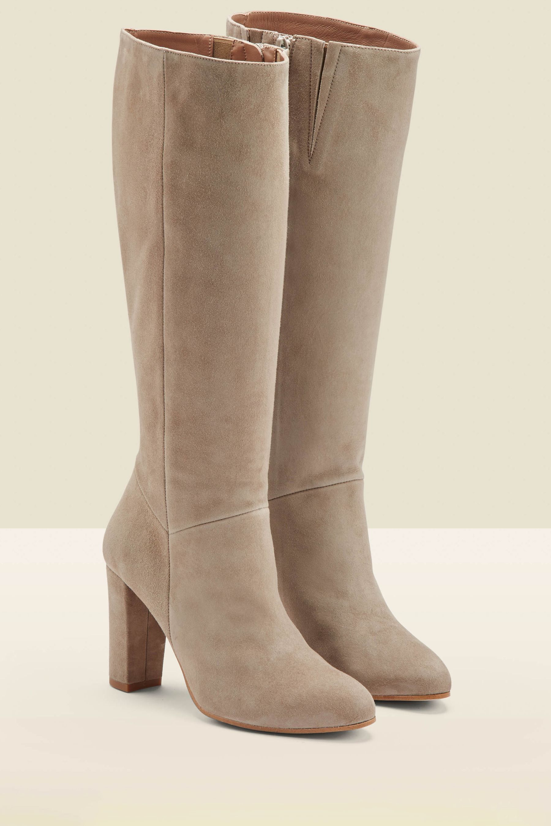 Buy Sosandar Cream Suede Zip Knee High Boots from the Next UK online shop