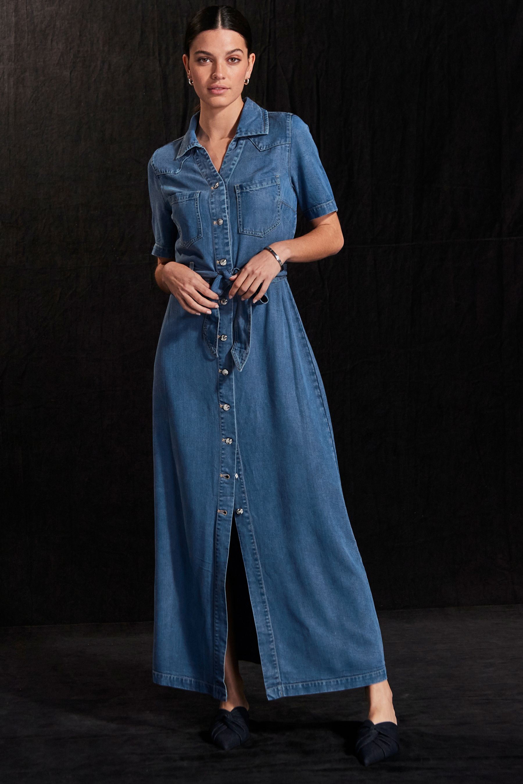 Buy Mid Blue Denim Maxi Dress from the Next UK online shop