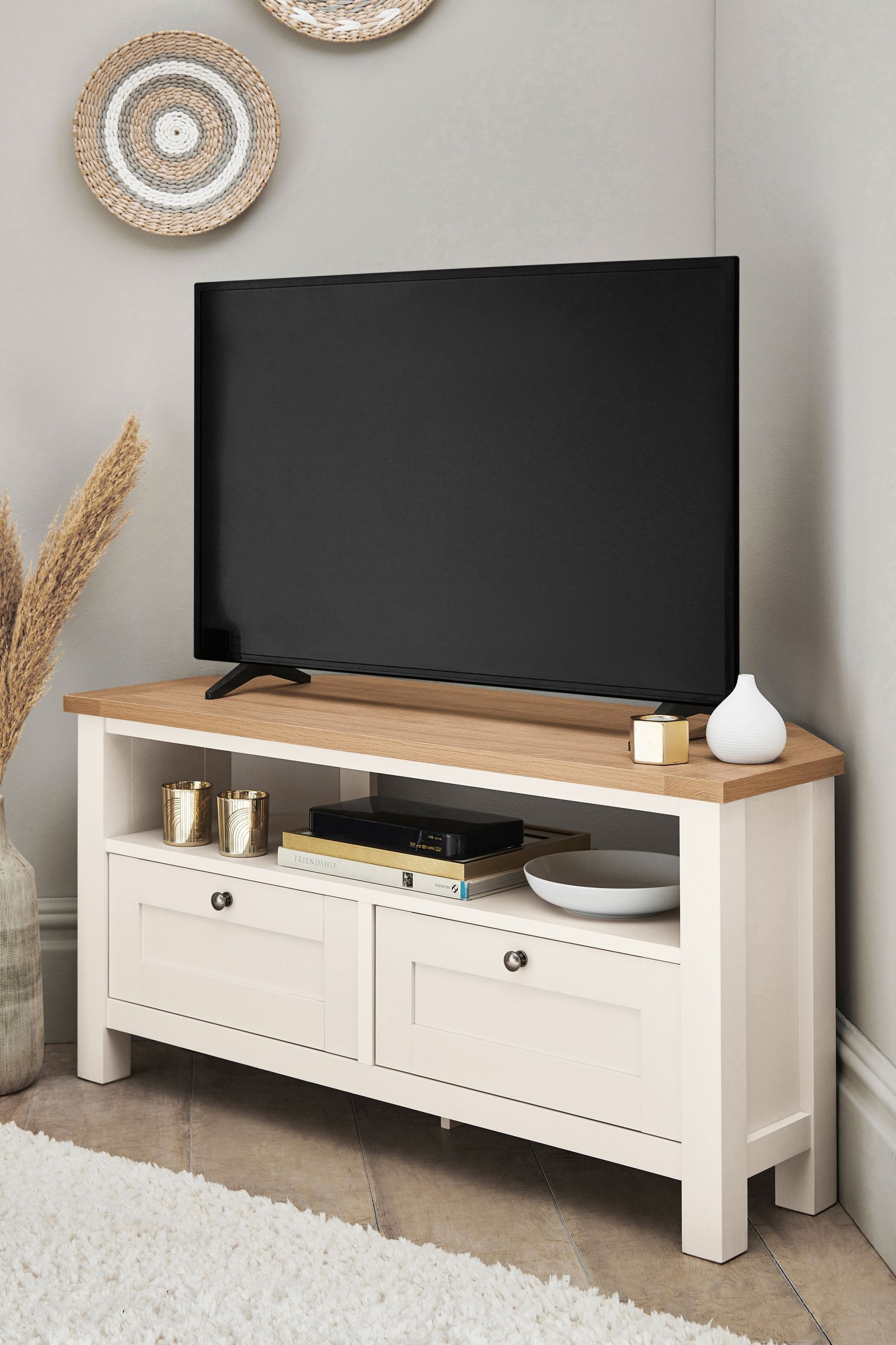 Buy Cream Malvern Oak Effect Up to 46 inch Corner TV Unit from the Next ...