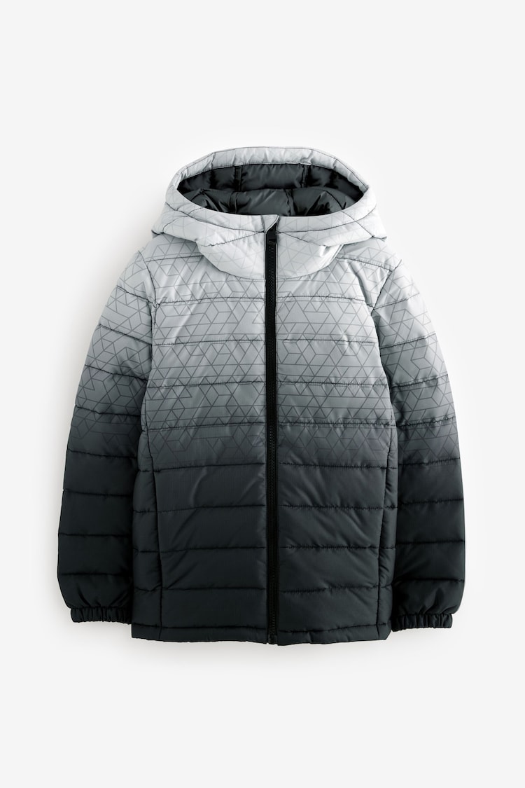 Buy Grey/Black Quilted Midweight Hooded Jacket (3-17yrs) from the Next ...