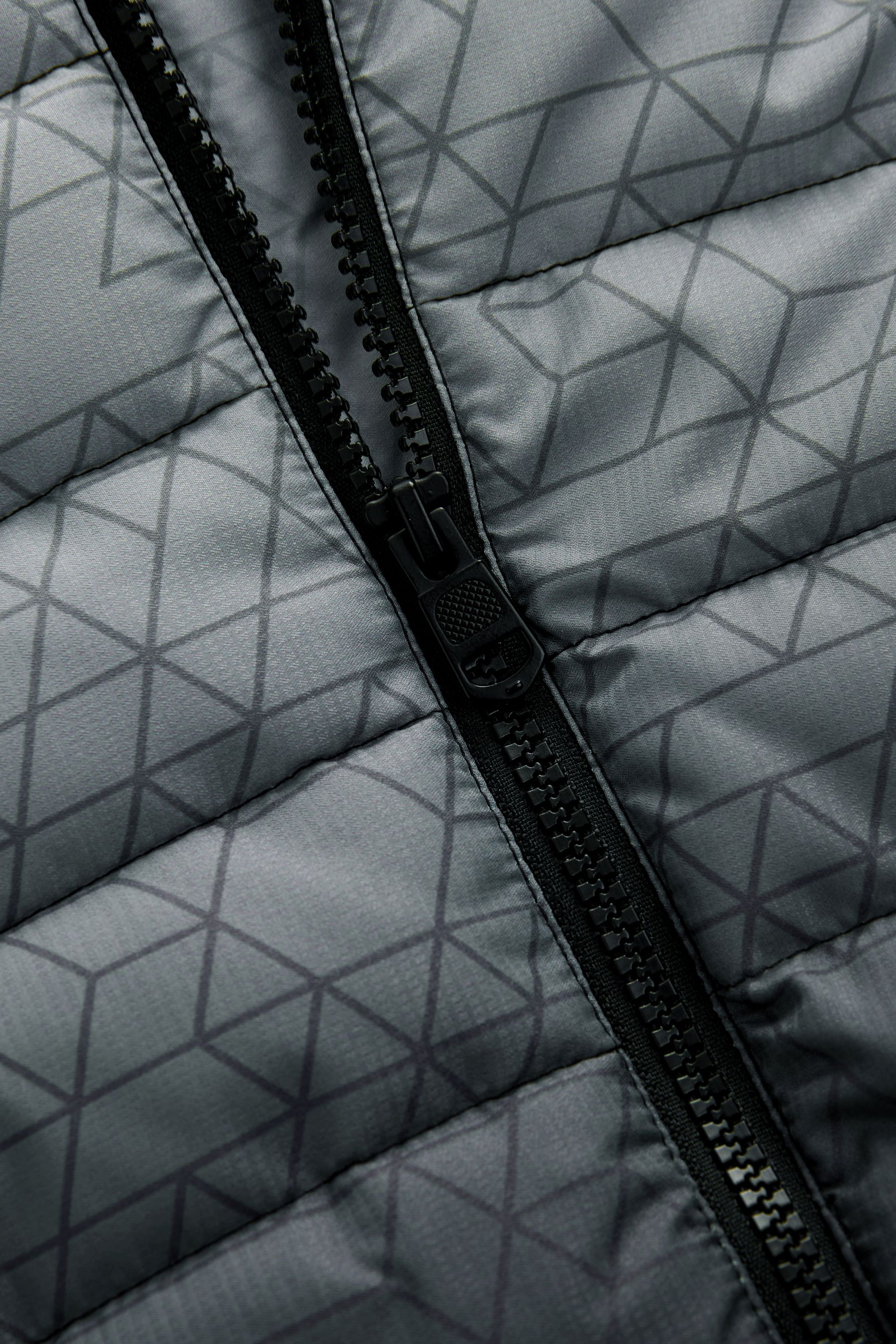 Buy Grey/Black Quilted Midweight Hooded Jacket (3-17yrs) from the Next ...