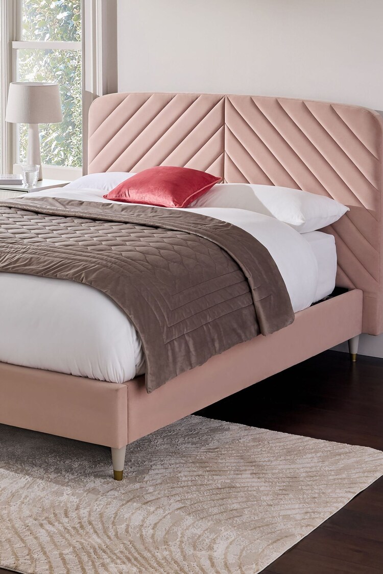 Buy Soft Velvet Blush Pink Valencia Upholstered Bed Frame from the Next ...
