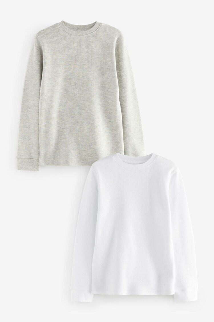 Buy Grey/White Thermal Long Sleeve Tops 2 Pack (2-16yrs) from Next ...