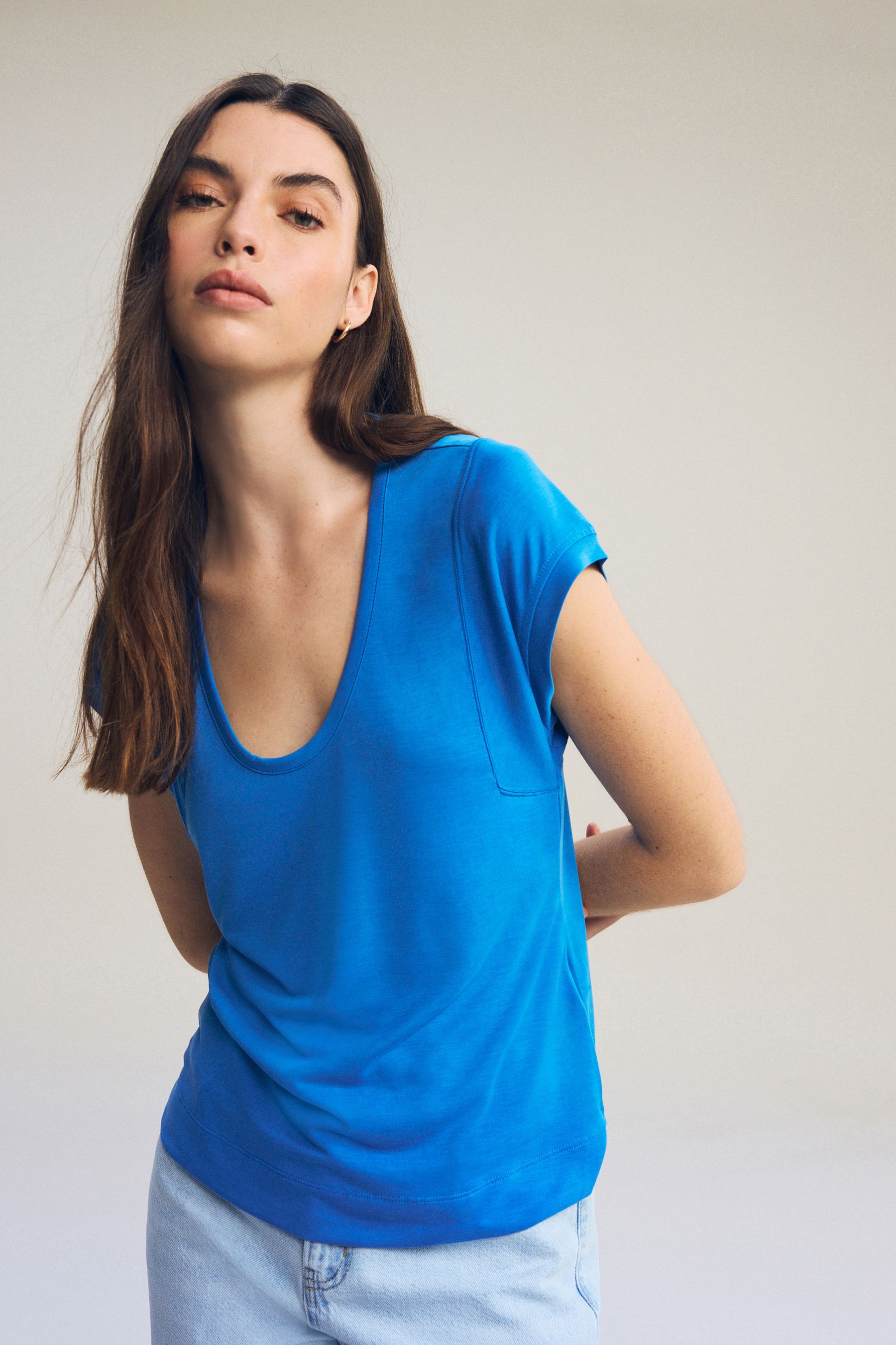 Buy Cobalt Blue Premium Modal Rich Short Sleeve Scoop Neck T-Shirt from ...