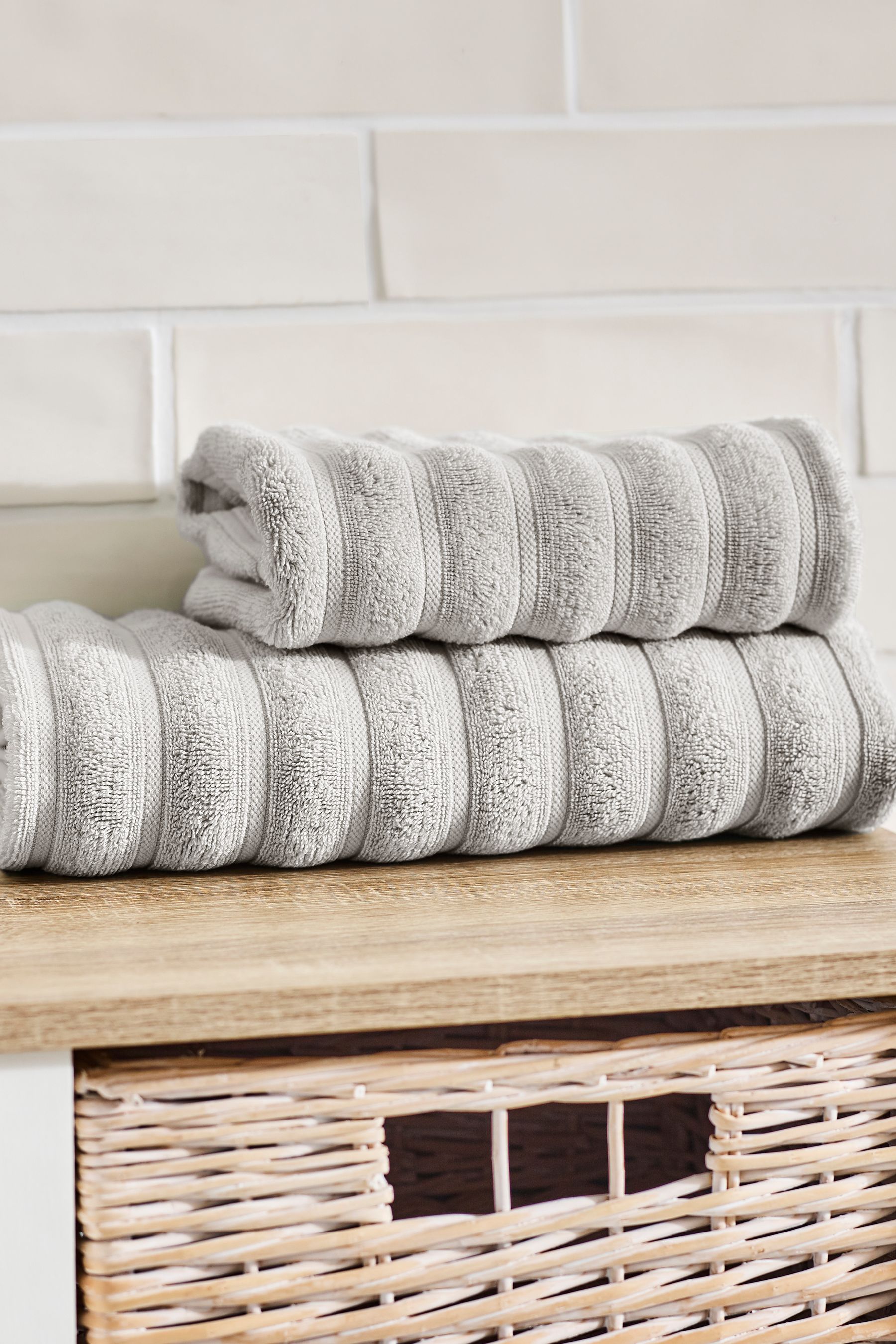 Buy Greige Ribbed Towel with 100% Cotton from the Next UK online shop