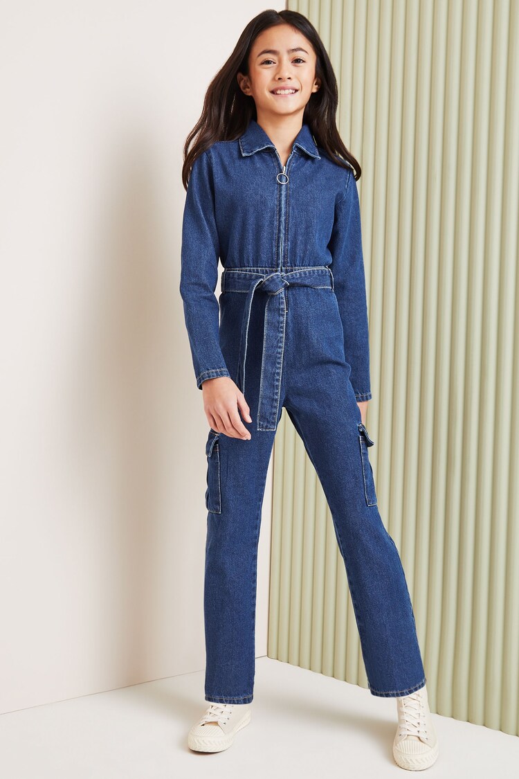 Buy Lipsy Blue Denim Utility Jumpsuit (5-16yrs) from the Next UK online ...
