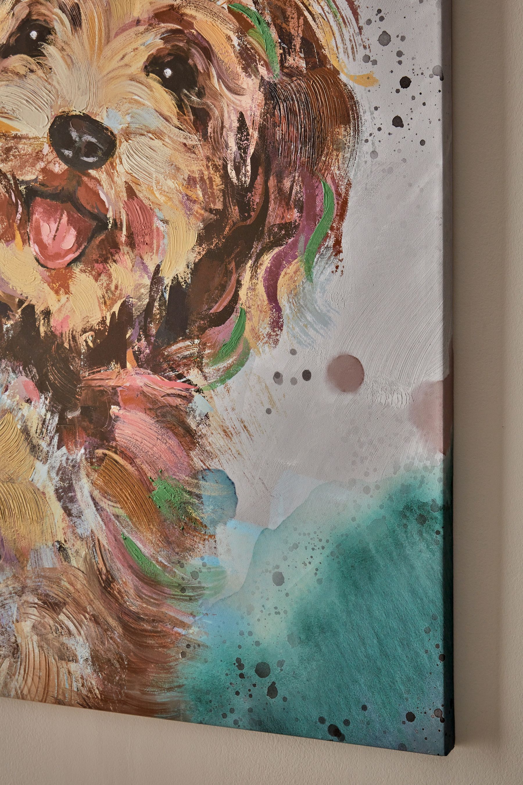 Buy Teal Blue Large Charlie Cockapoo Dog Canvas Wall Art from the Next ...