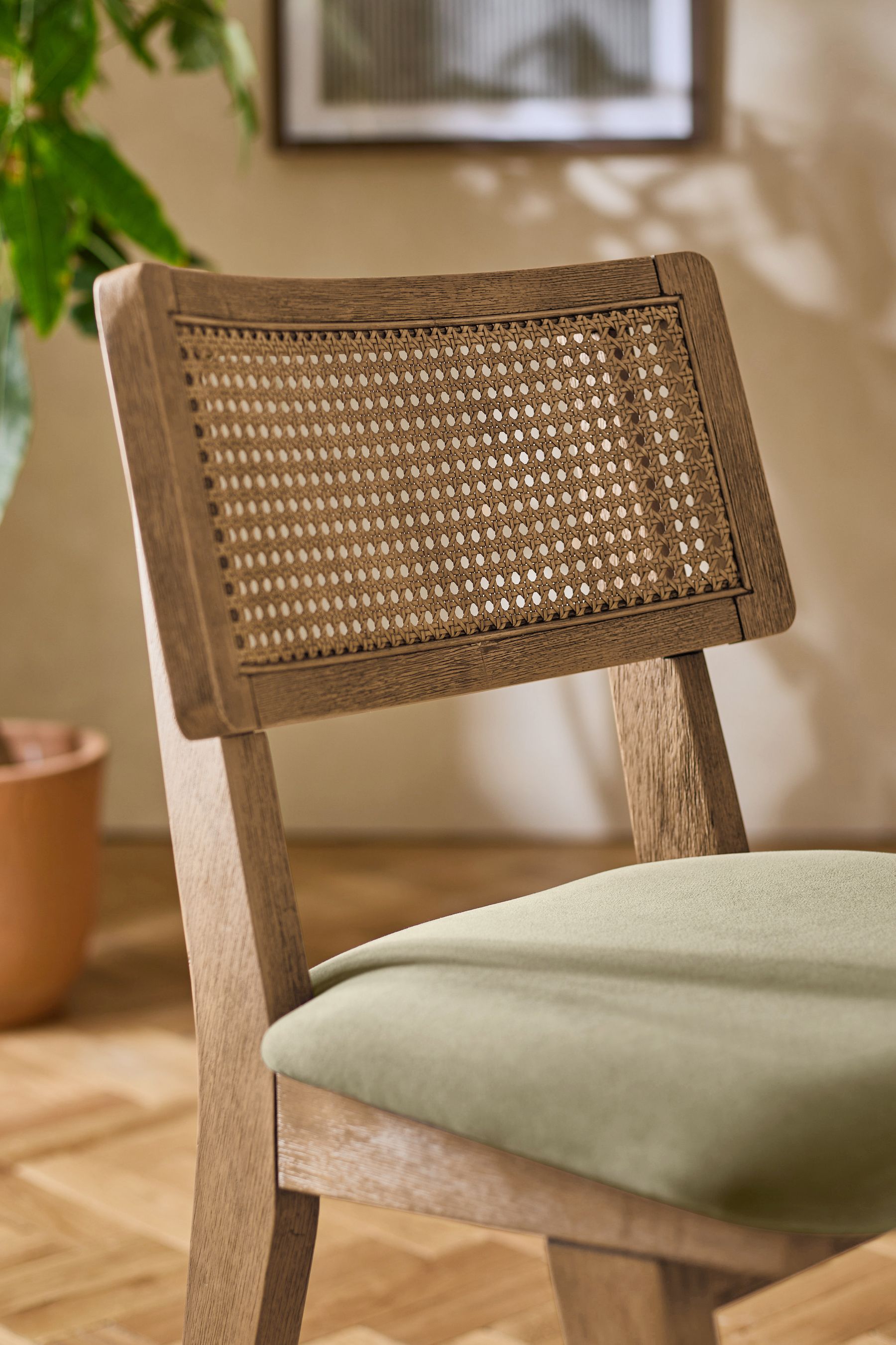 Buy Set of 2 Soft Velvet Sage Green Abel Dark Wood Leg Dining Chairs ...