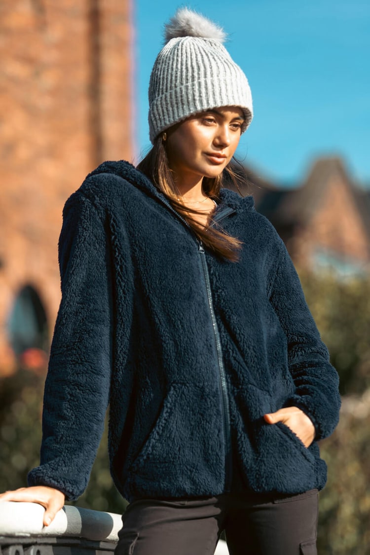 Buy Roman Blue Hooded Sherpa Borg Fleece Jacket from the Next UK online ...