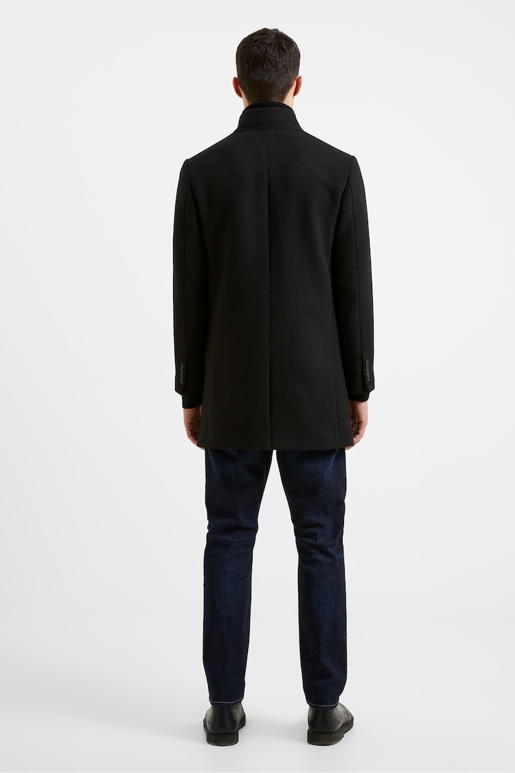 Buy French Connection Black Funnel Neck Mid Length Coat from the Next ...