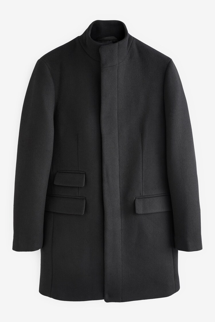 Buy French Connection Black Funnel Neck Mid Length Coat from the Next ...