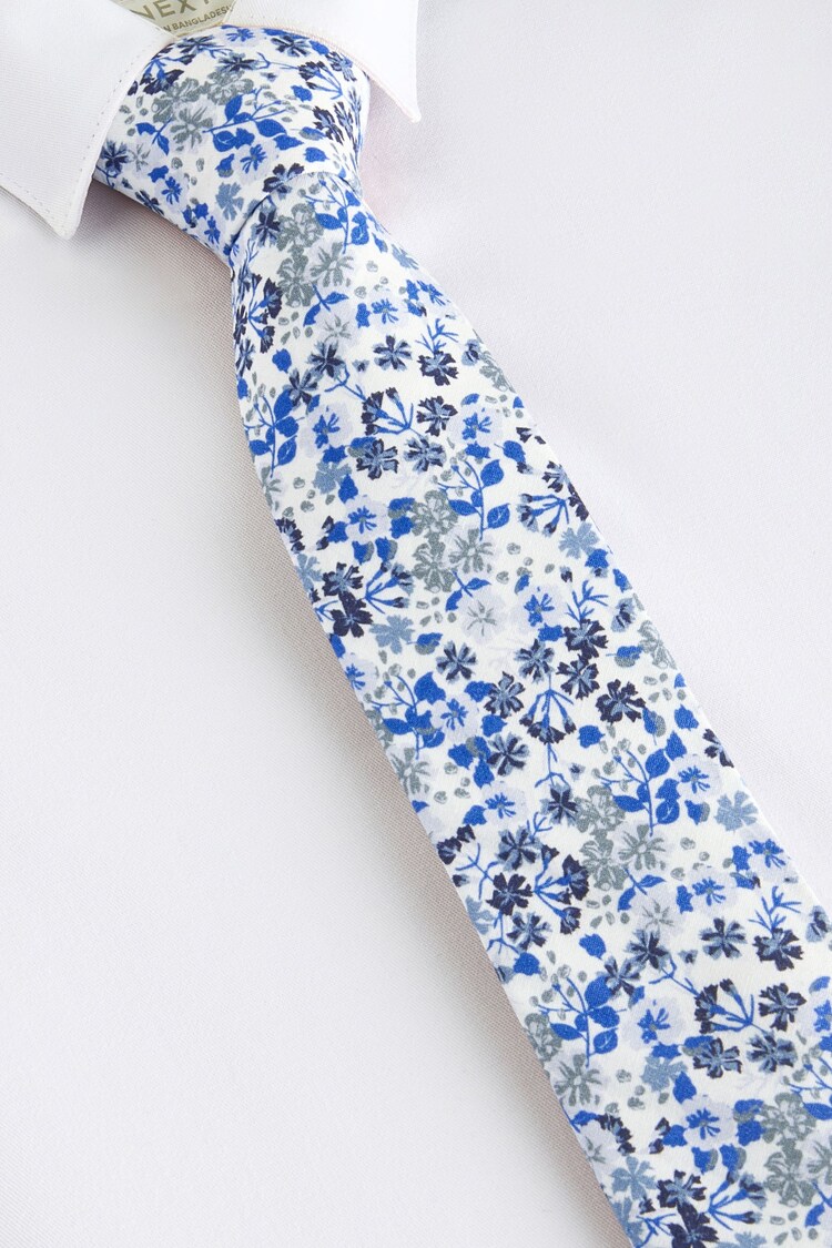 Buy Light Blue Floral Print 100% Cotton Tie (1-16yrs) from the Next UK ...