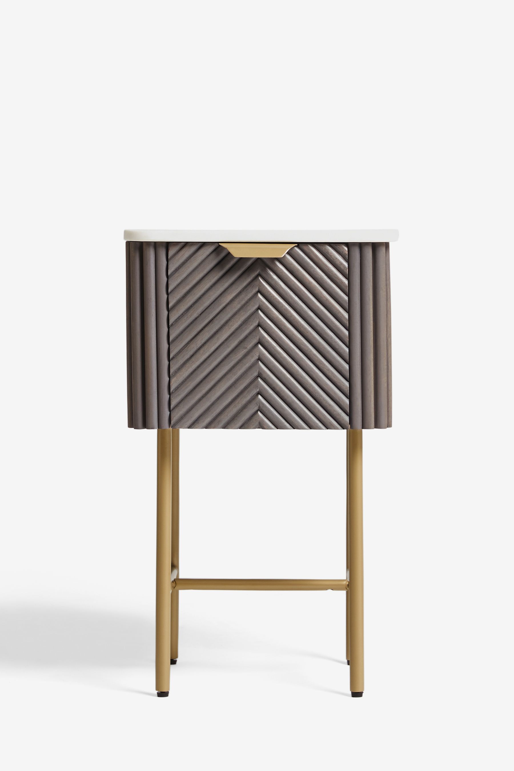 Buy Dark Grey Valencia Marble and Mango Wood 1 Drawer Slim Bedside ...