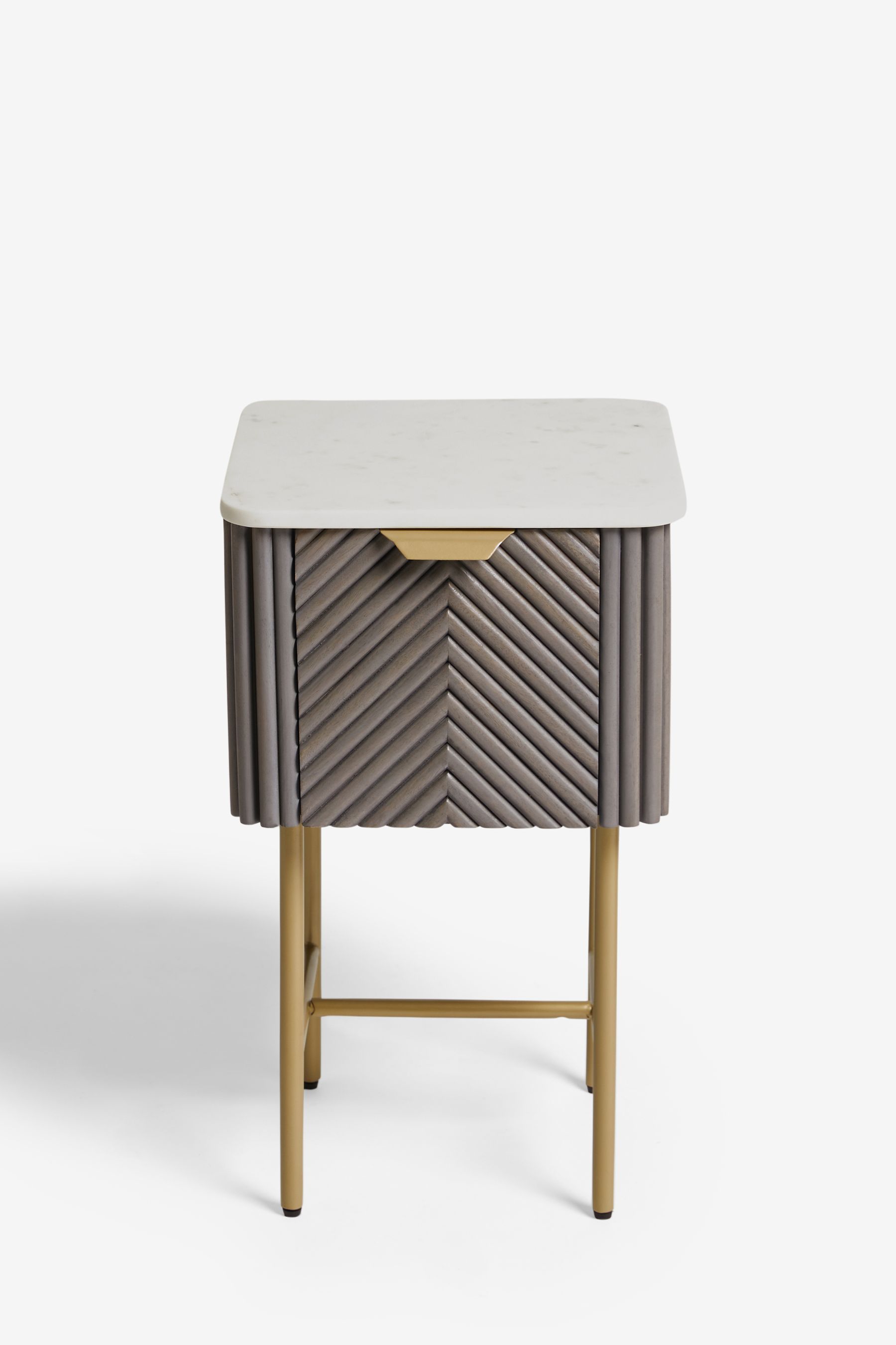 Buy Dark Grey Valencia Marble and Mango Wood 1 Drawer Slim Bedside ...