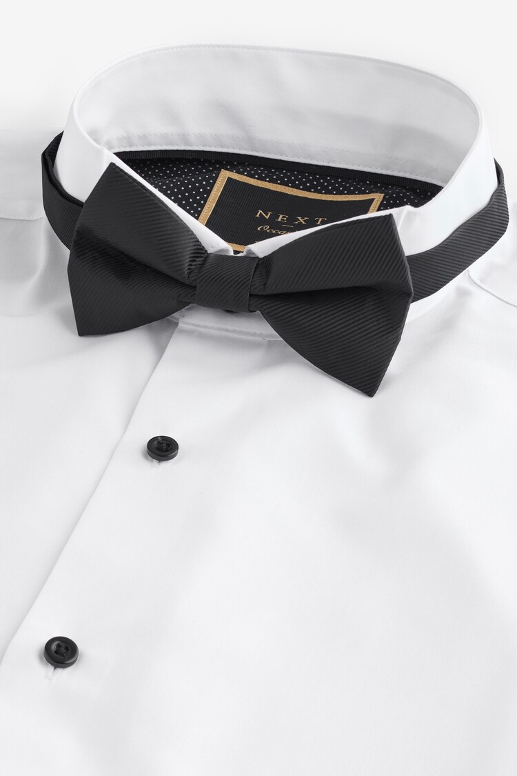 Buy White/Black Slim Fit Double Cuff Slim Fit Shirt And Bow Tie Pack from the Next UK online shop