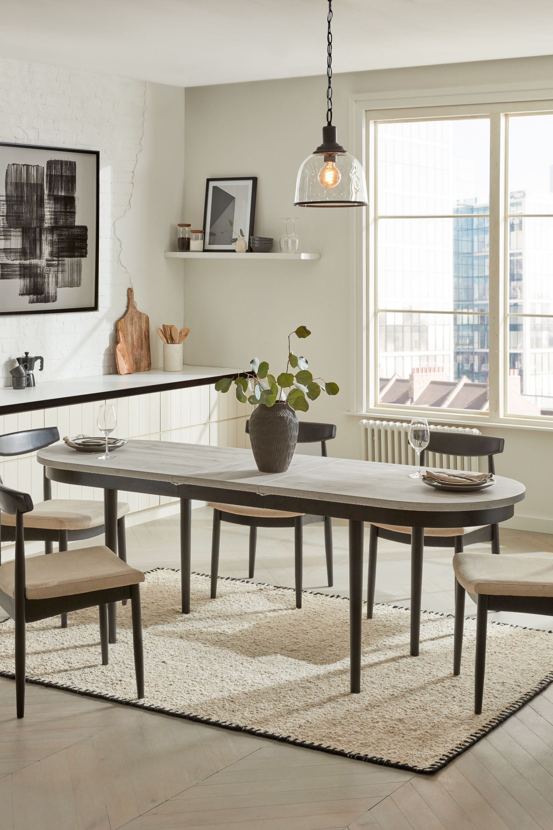 Buy Grey Bronx Oak Effect Pill Shape 6 to 8 Seater Extending Dining Table from the AspennigeriaShops online shop