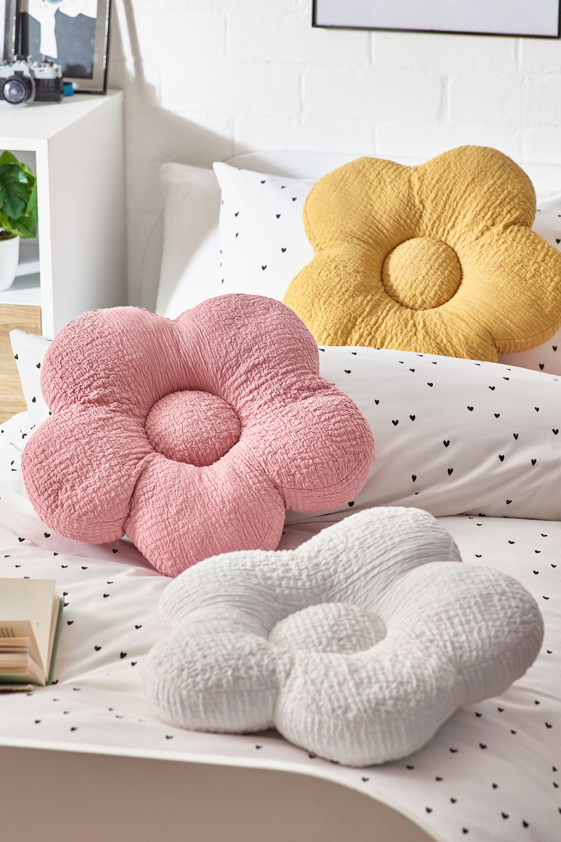 Buy Pink Textured Daisy 100% Cotton Cushion from the Next UK online shop