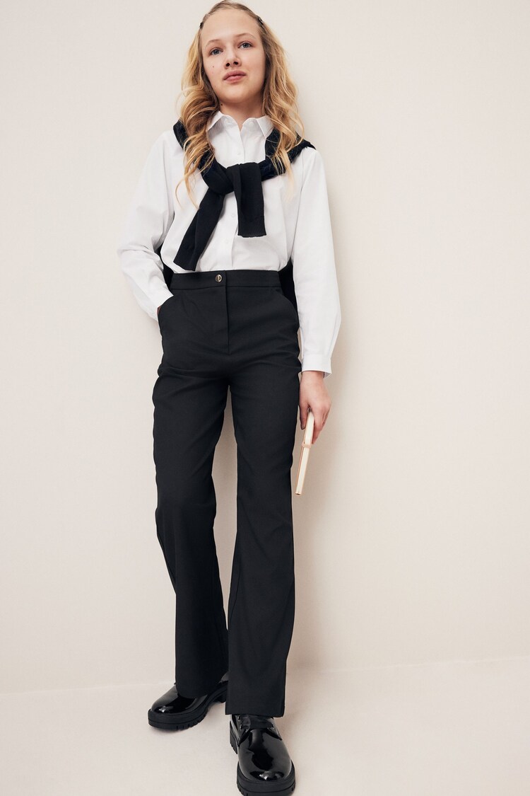 Buy Black Senior High Waist Flared School Trousers (9-17yrs) from the ...