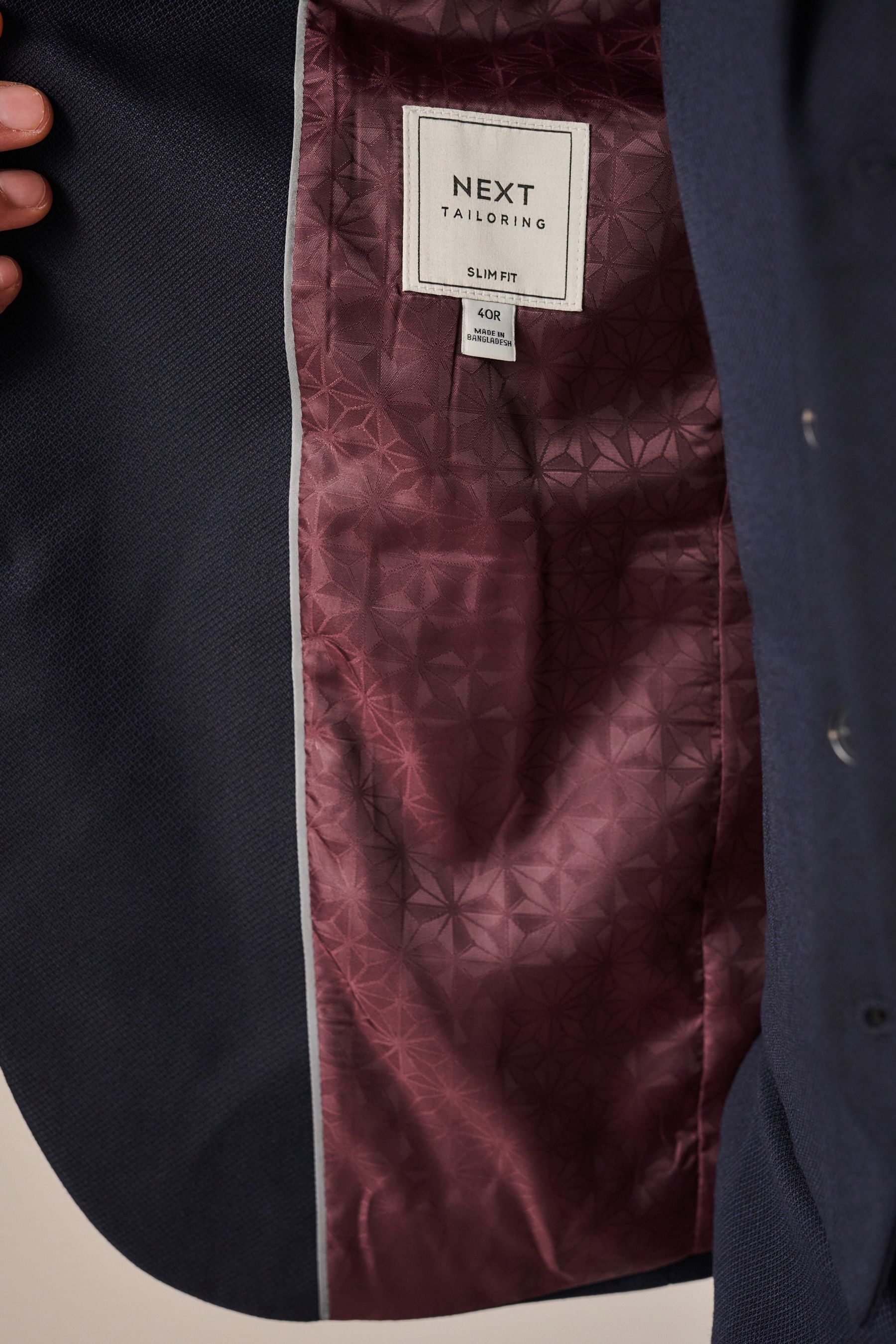 Buy Navy Blue Slim Fit Textured Suit Jacket from the Next UK online shop