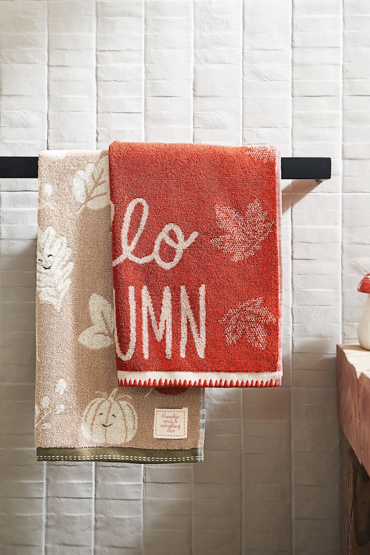 Buy Multi Hand Autumn Leaf 100% Cotton Towels Set of 2 from the Next UK ...